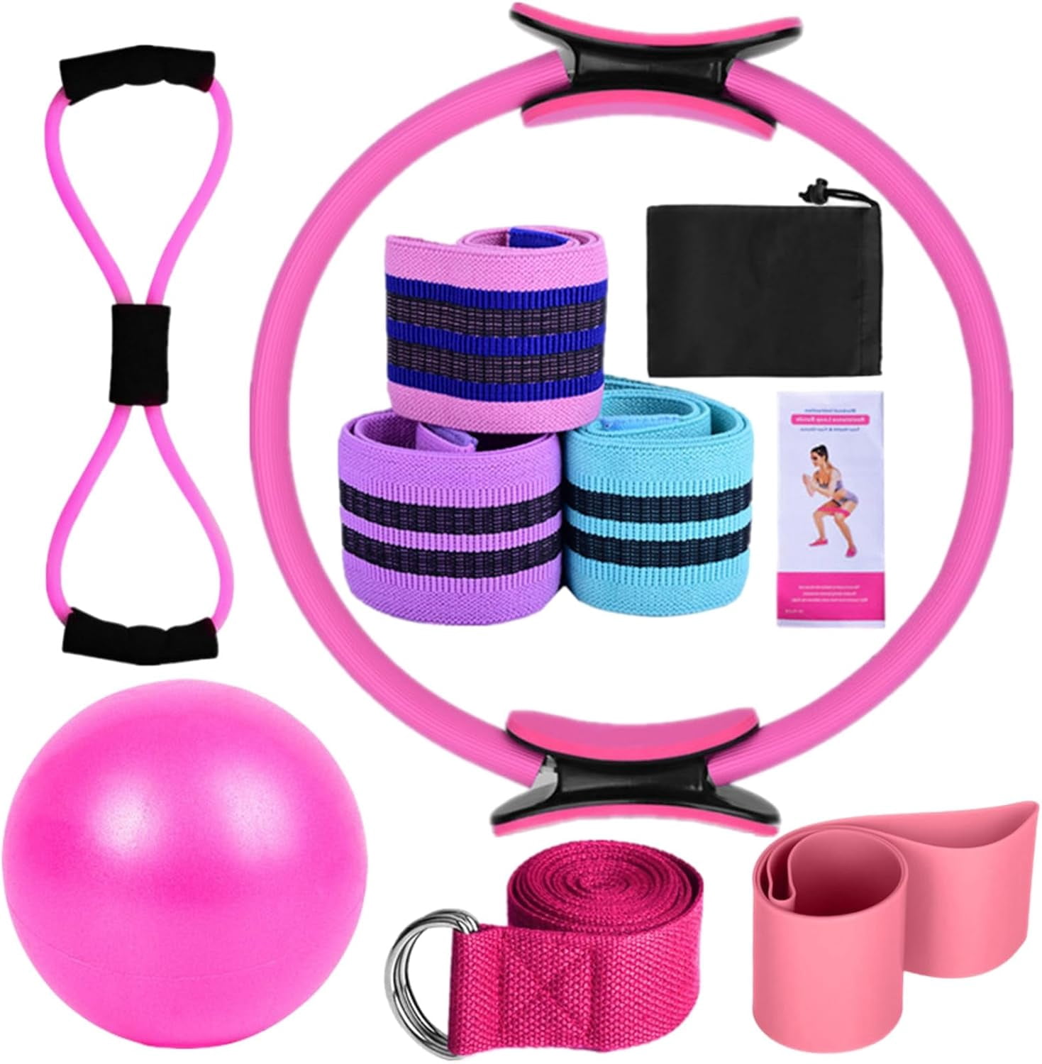 11-Piece Pilates Ring & Ball Set with Resistance Bands for Women ...