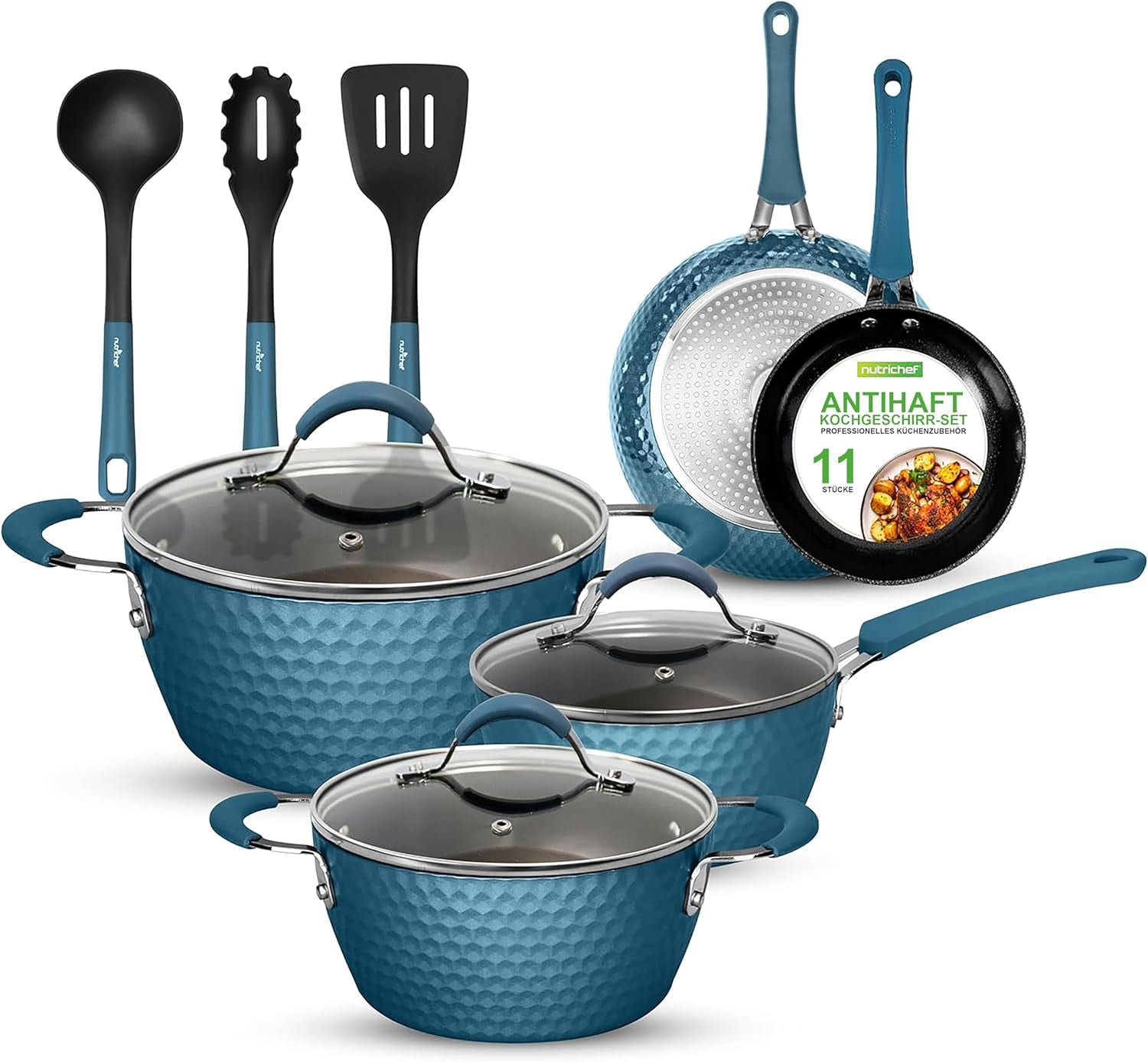 11 Piece Pots and Pans Set with Non-Stick Cookware Featuring Ceramic ...
