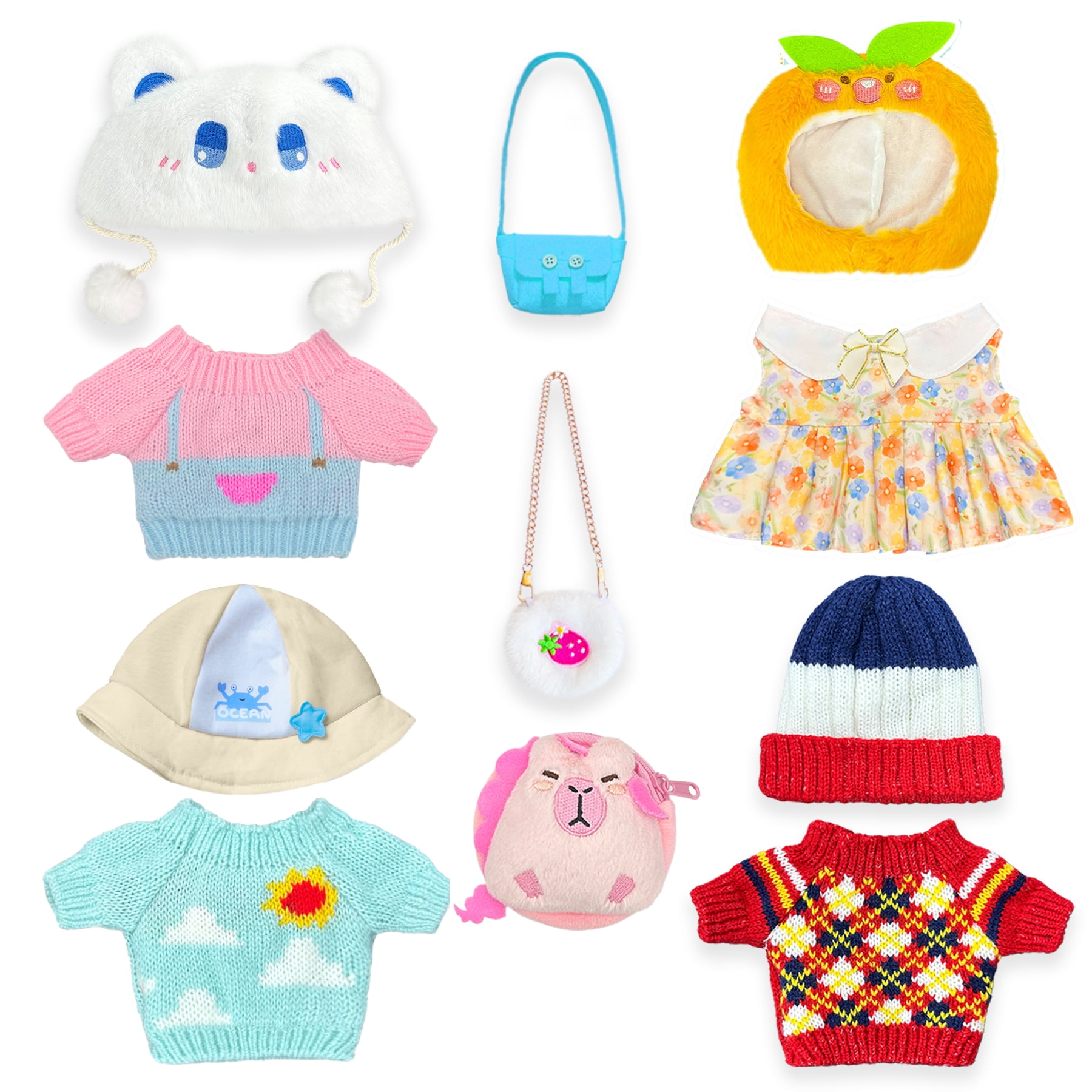 11-Piece Stuffed Animal Clothes & Accessories Set for 12-Inch Plush ...