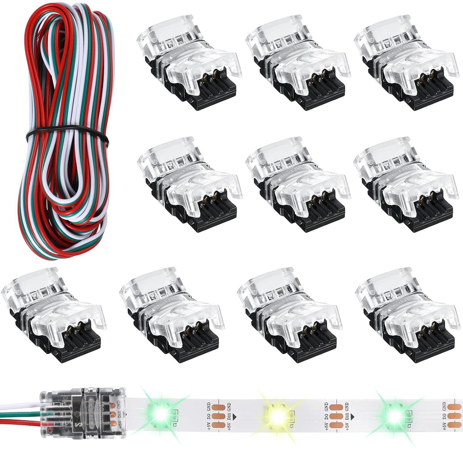 11 Pieces 3 Pin LED Strip Connectors Tunable 10 mm LED Strip Light ...