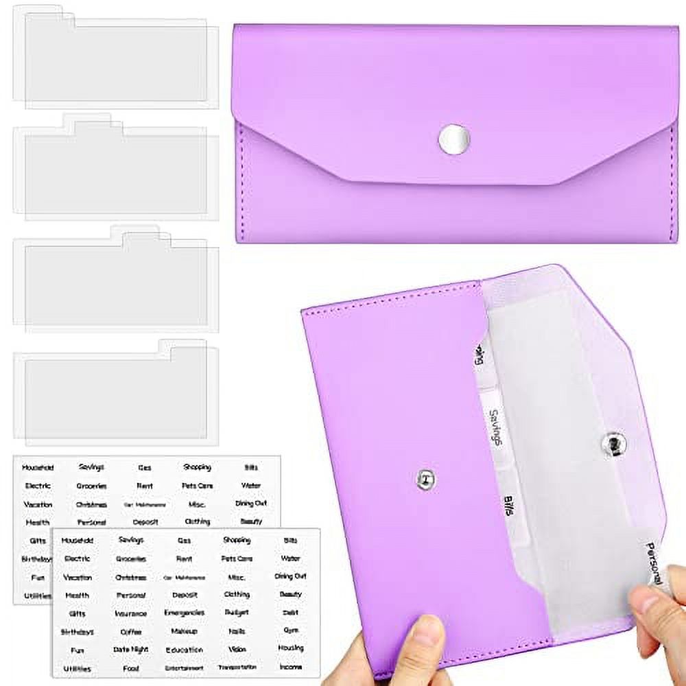 11 Pieces Cash Envelope Wallet PU Leather Cash Envelopes Cash Wallet ...