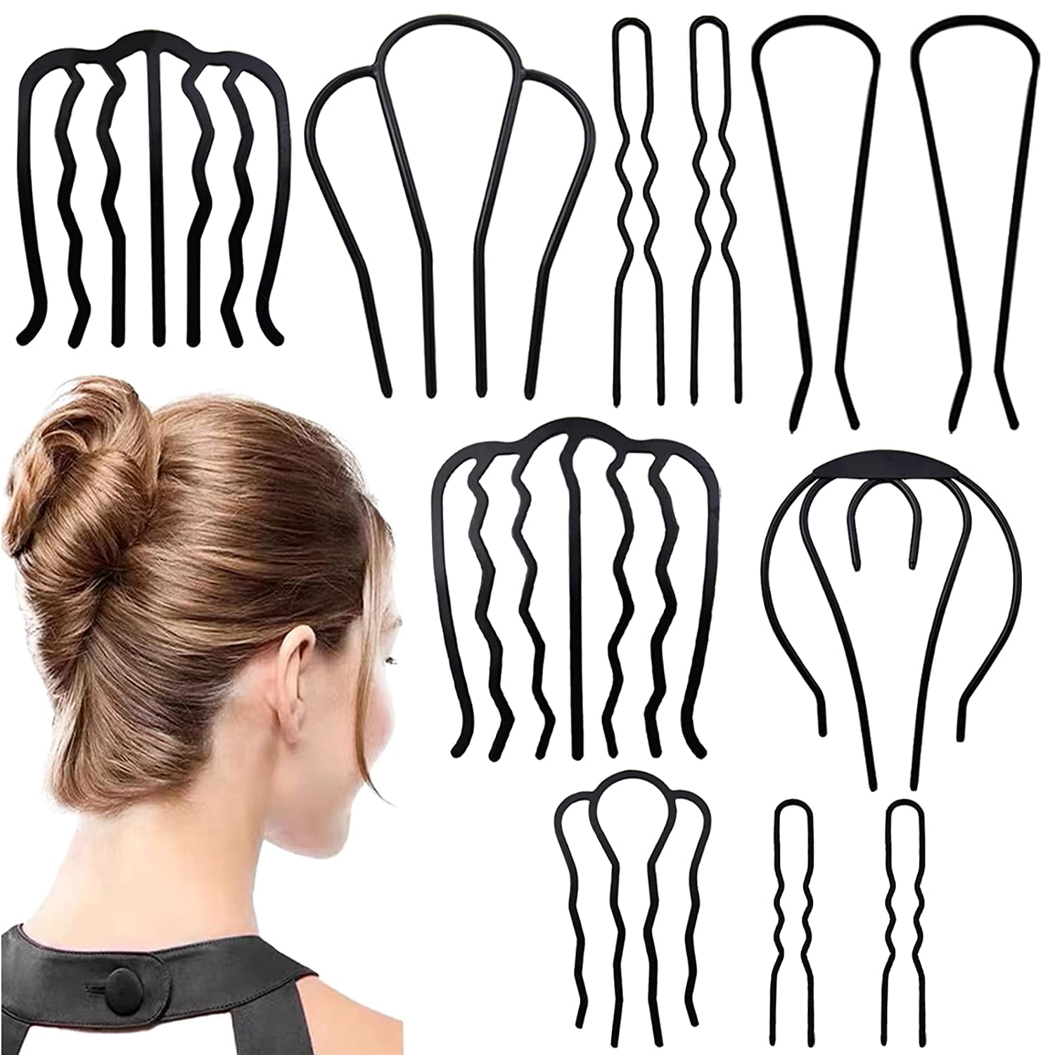 11 Pieces Hair Side Combs Vintage Hair Fork , U-Shape Alloy Hair Sticks ...