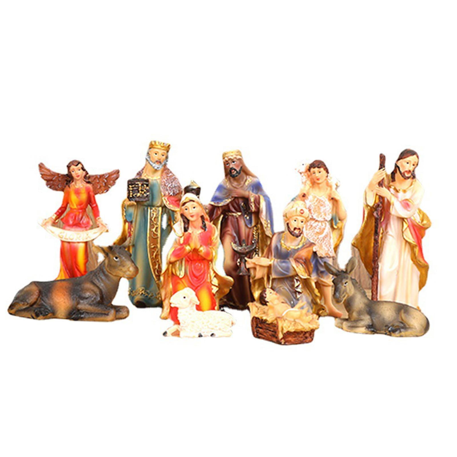 11 Pieces Nativity Figurine Set Small Manger Nacimiento Colorful ...