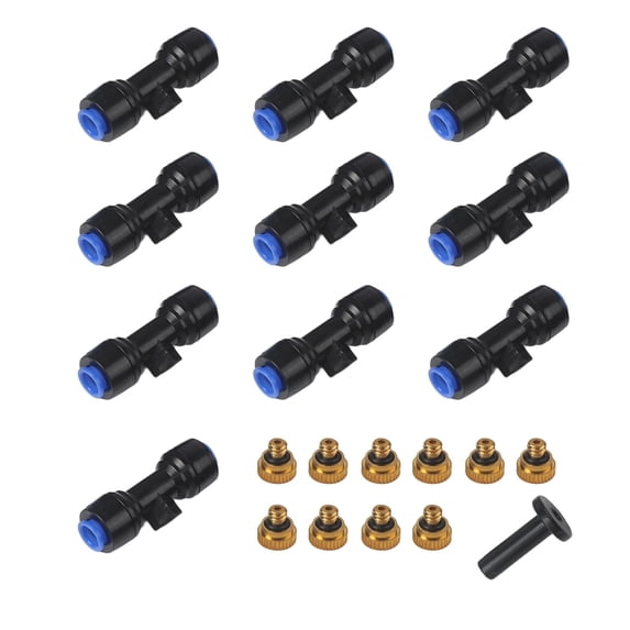 11 Pieces T-Piece Water Pipe Connector Kit with Brass Mist Nozzles for ...