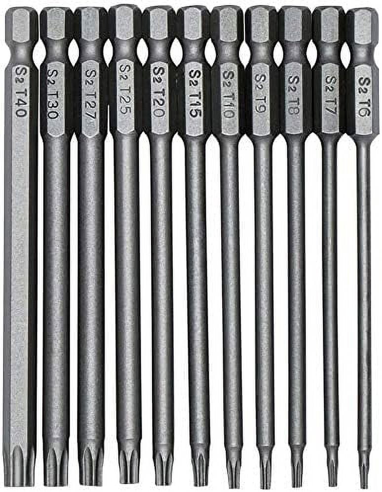 11 Pieces Torx Head Screwdriver Bit Set 100Mm 1/4 Inch Torx Hex Head ...