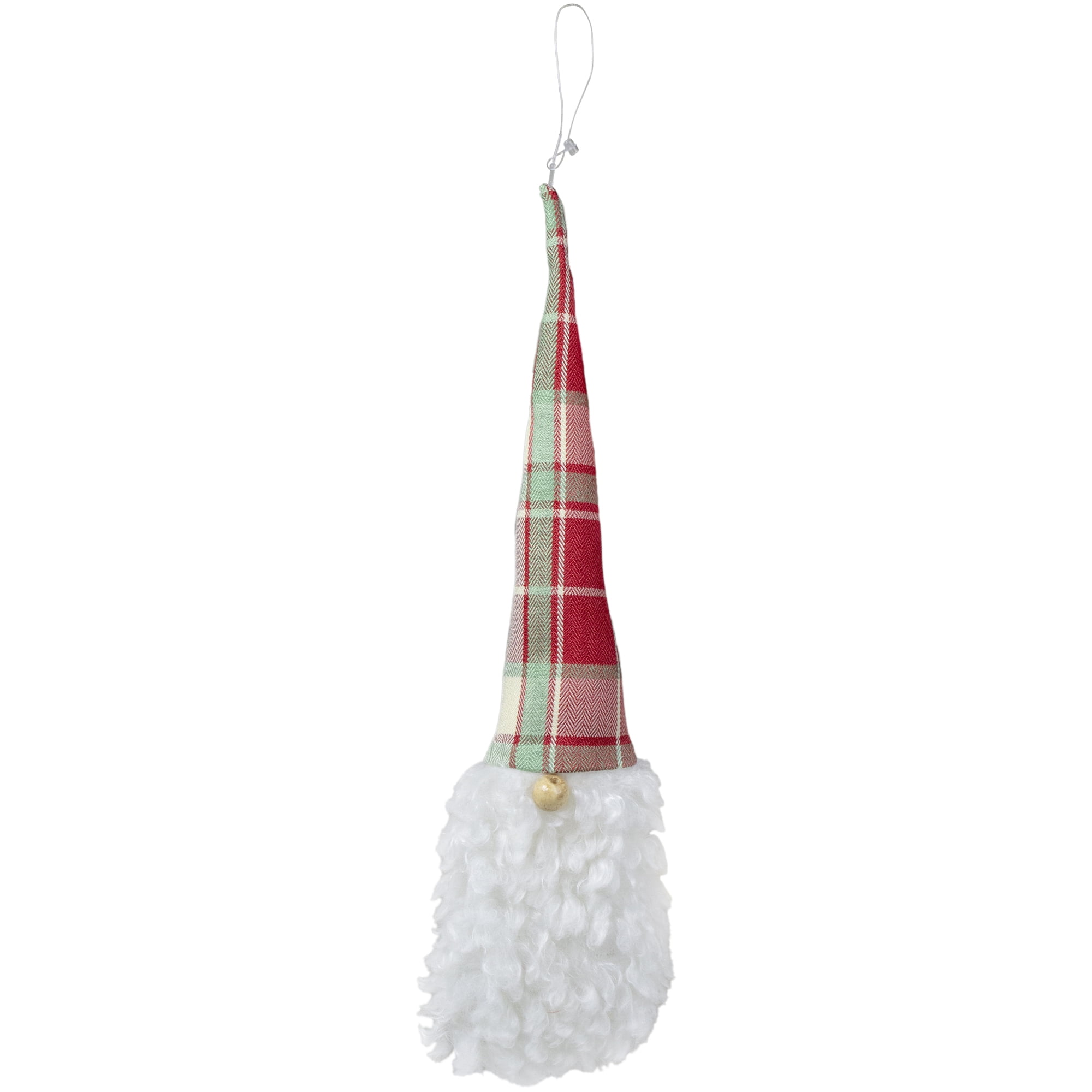 11" Plaid Green and Red Santa Head With a Warm Hat Christmas Ornament ...