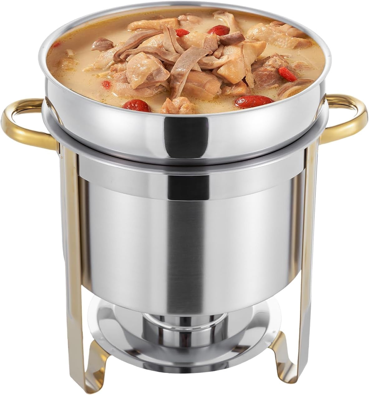 11 QT Soup Chafer, Stainless Steel Round Soup Warmer, Commercial Soup ...