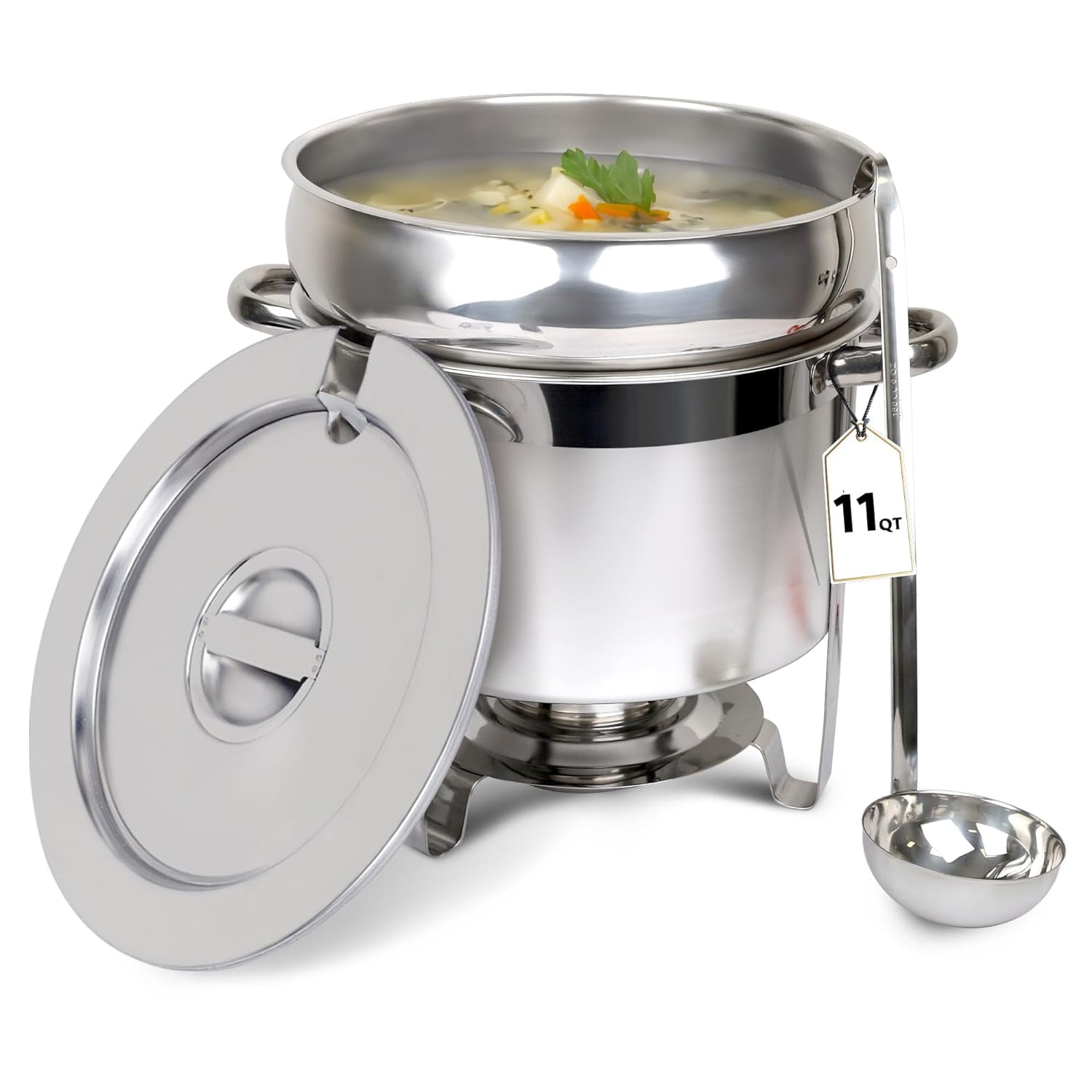 11 QT Soup Chafer Station with Contemporary Marmite Water Pan ...