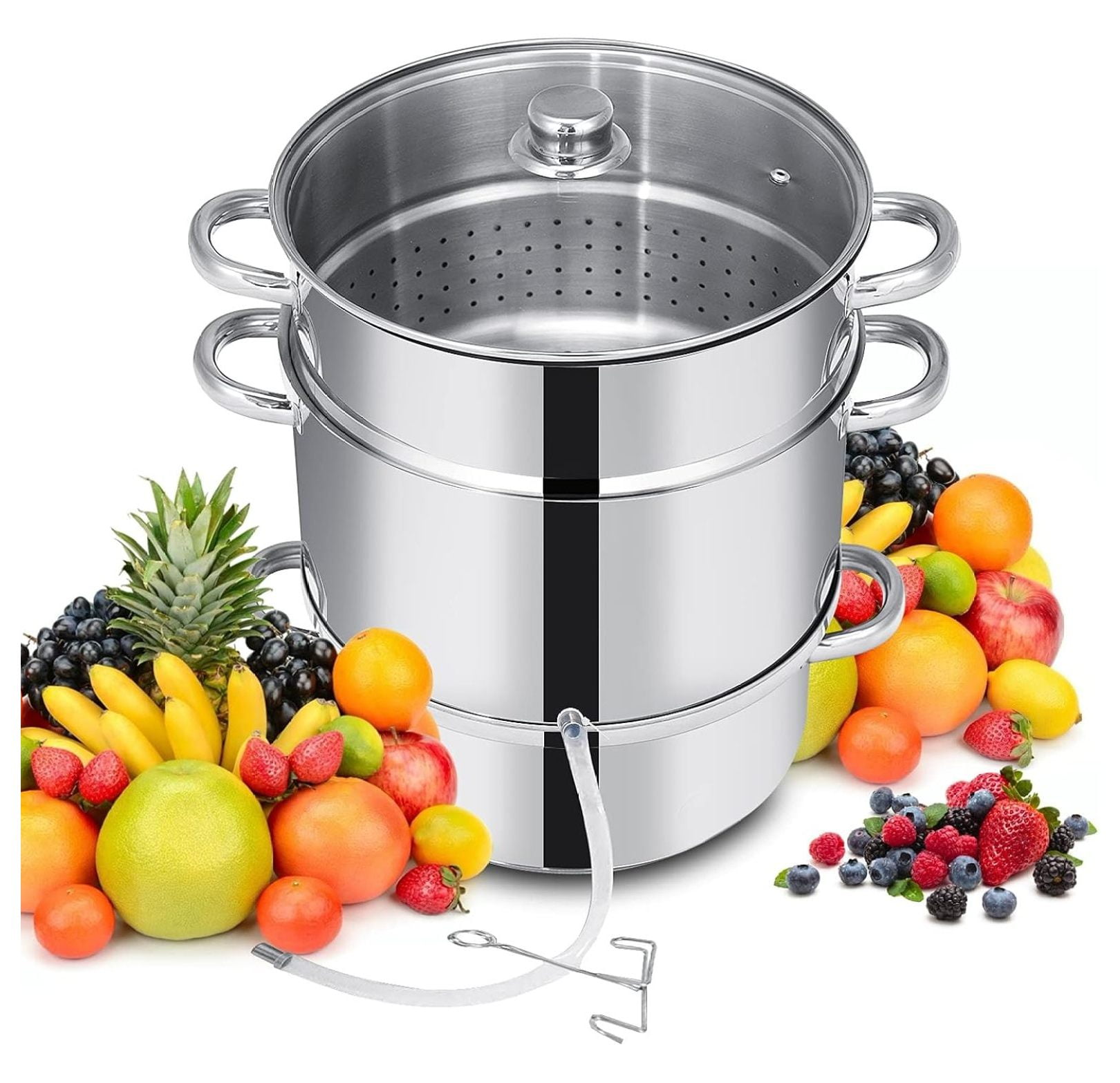 11-Quart Juicer Stainless Steel, Steamer Extractor Pot for Fruit ...