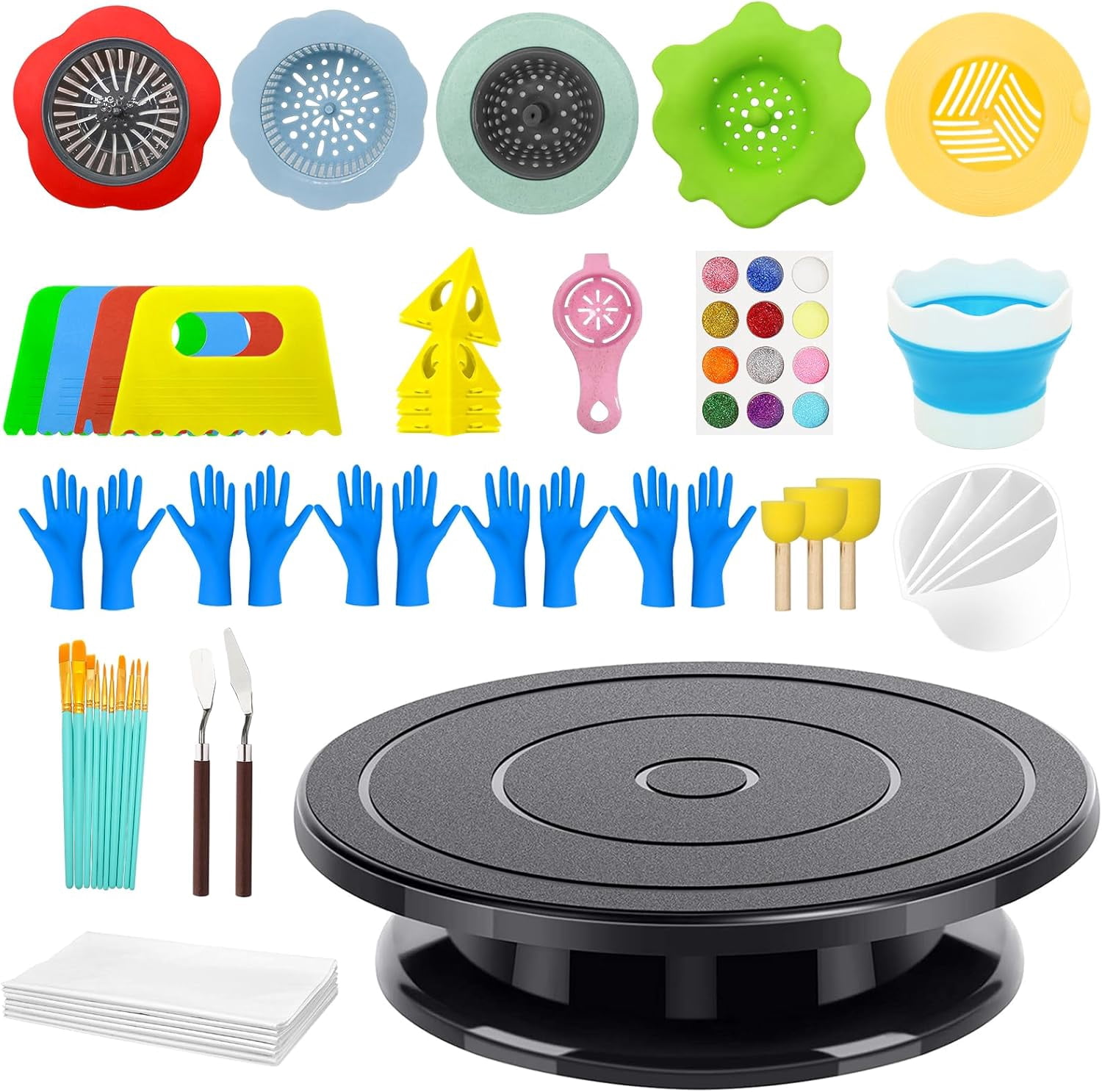 11” Rotate Turnable Sculpting Canvas Spinner Kits Acrylic Pouring ...