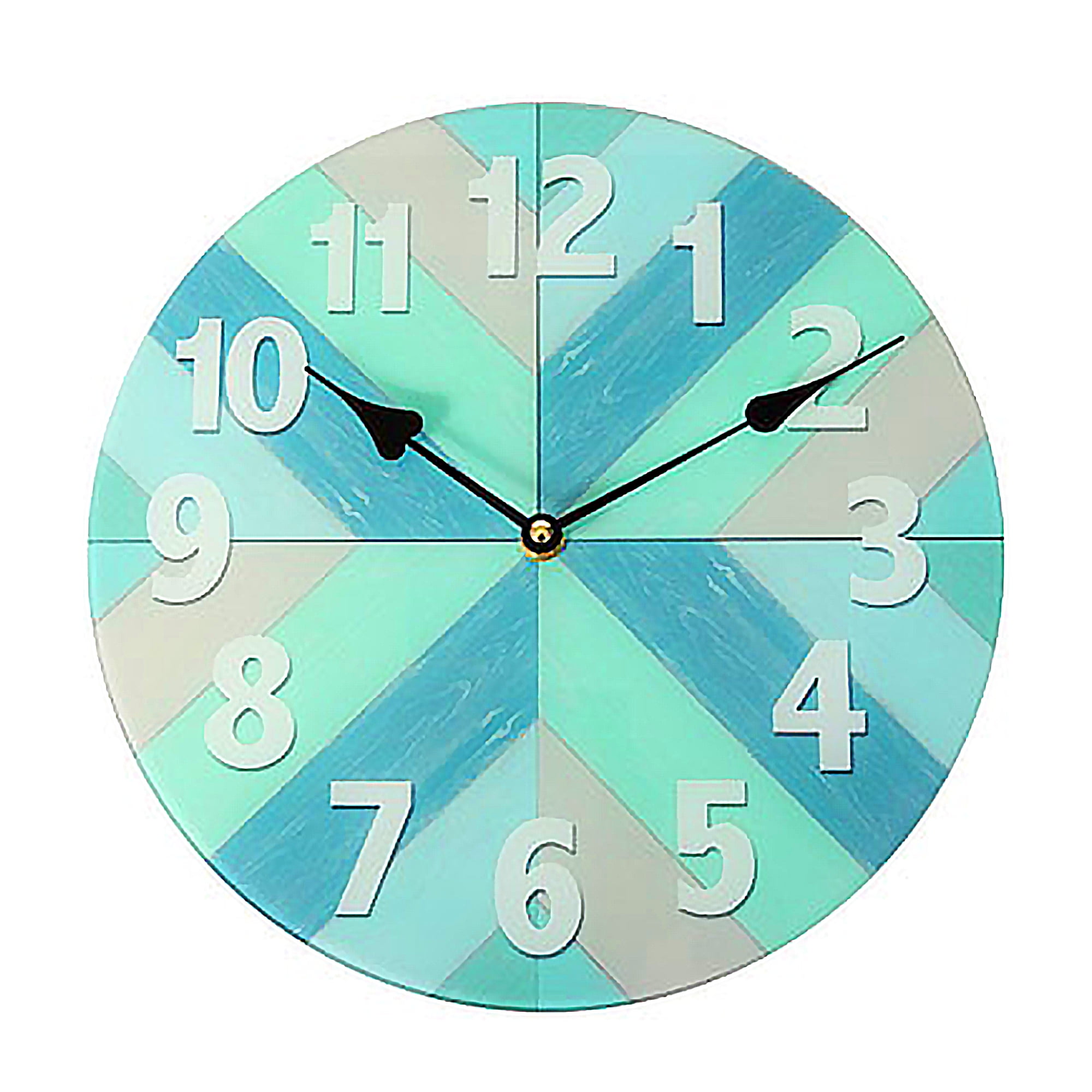 11” Round Glass Colored Wall Clock - Faux Wood Planks in All Shades of ...