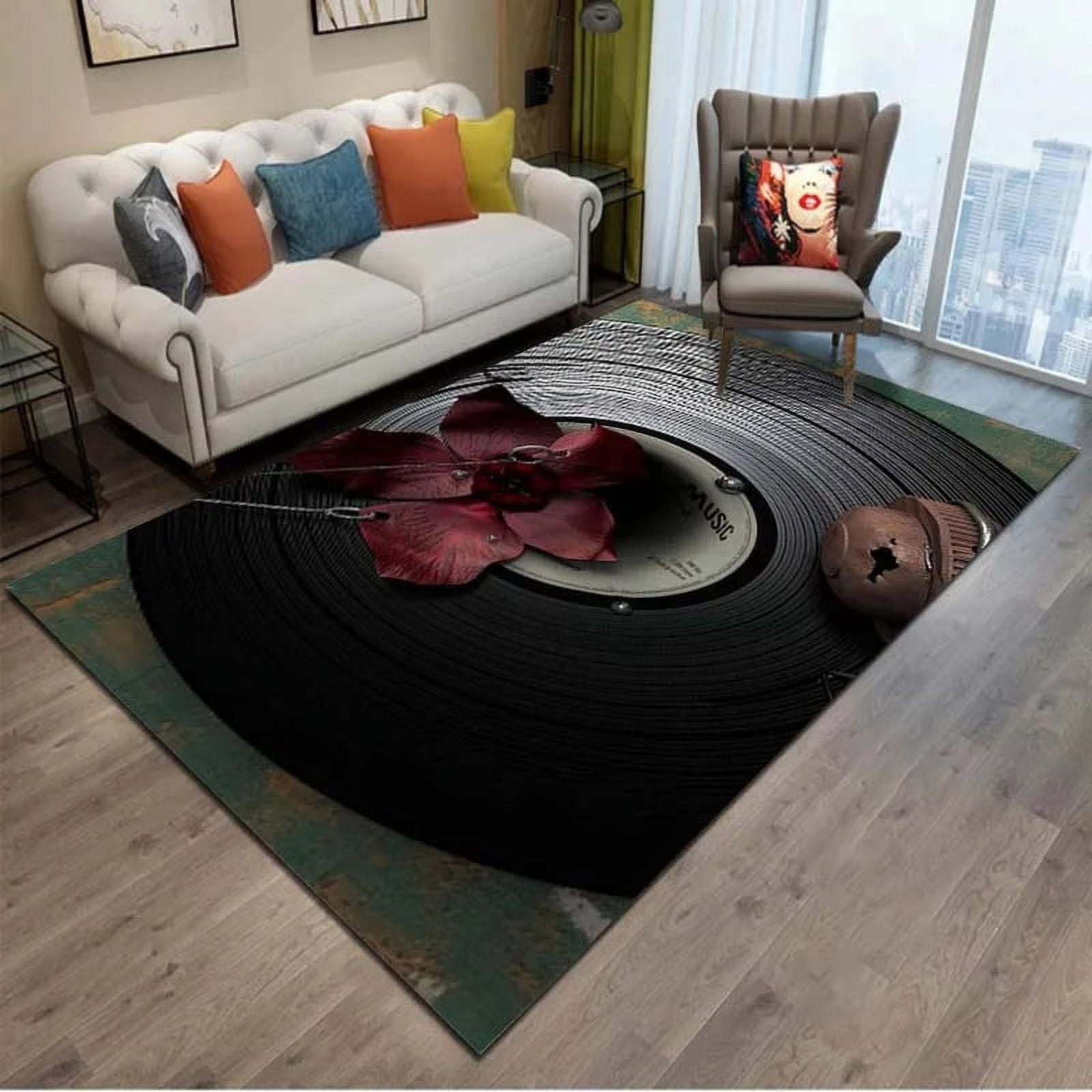11 Size Vinyl Disc Player Phonograph Music Rug for Bedroom Living Room ...