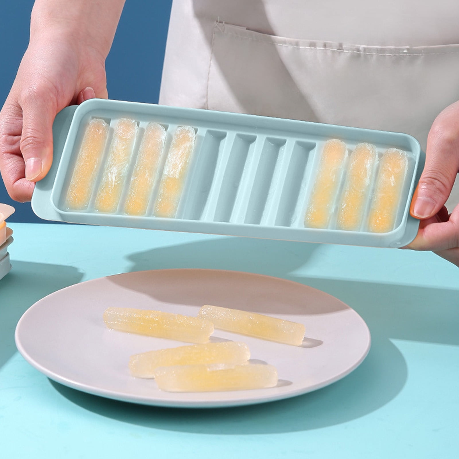 11 Slot Ice Cube Tray Flexible Plastic for Beverages & Kitchen - Blue ...