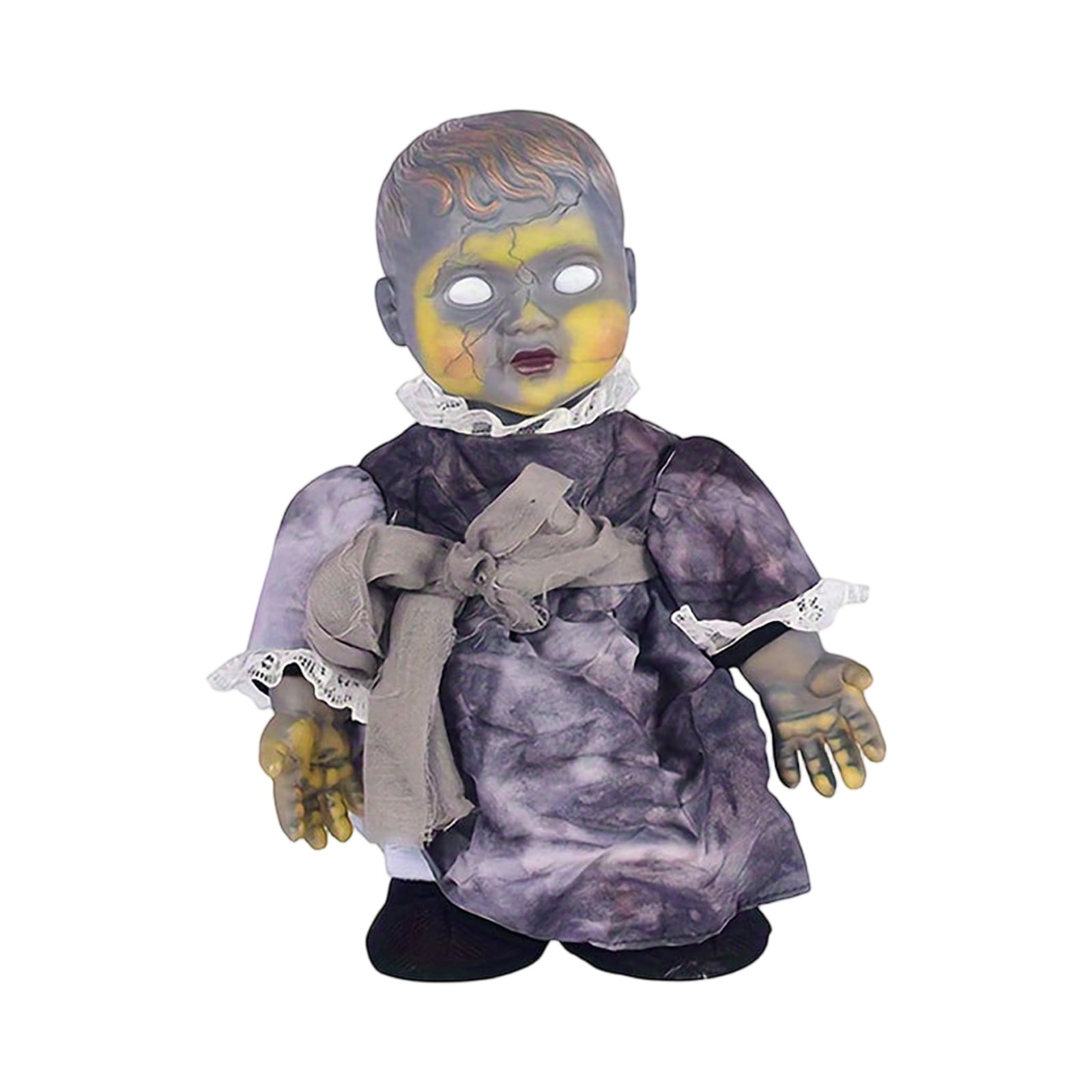 11" Sound-Activated Walking Halloween Doll - LED Glowing Eyes Scary ...