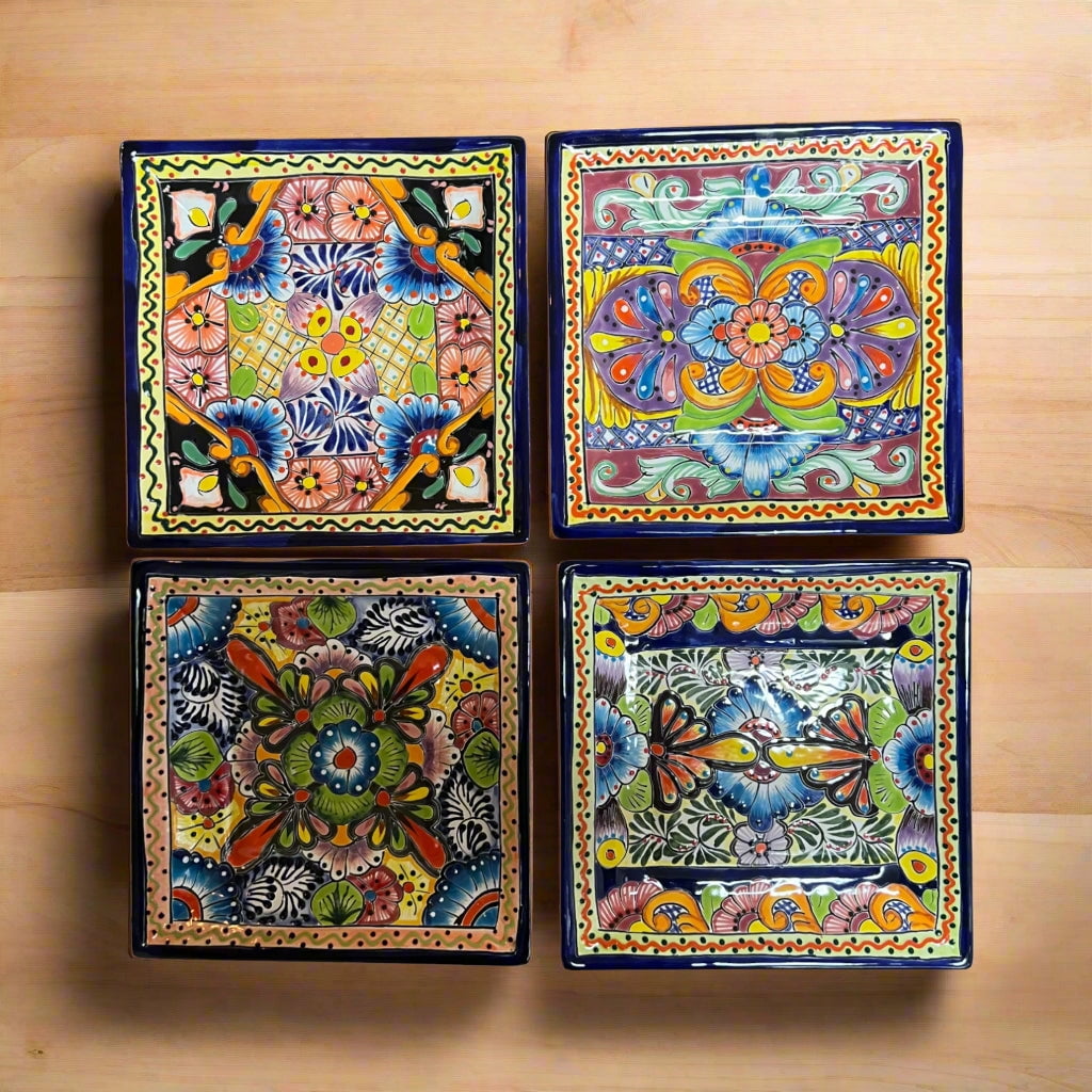 11" Square Talavera Dinner Plate | Vibrant Mexican Dinnerware (Setof6 ...
