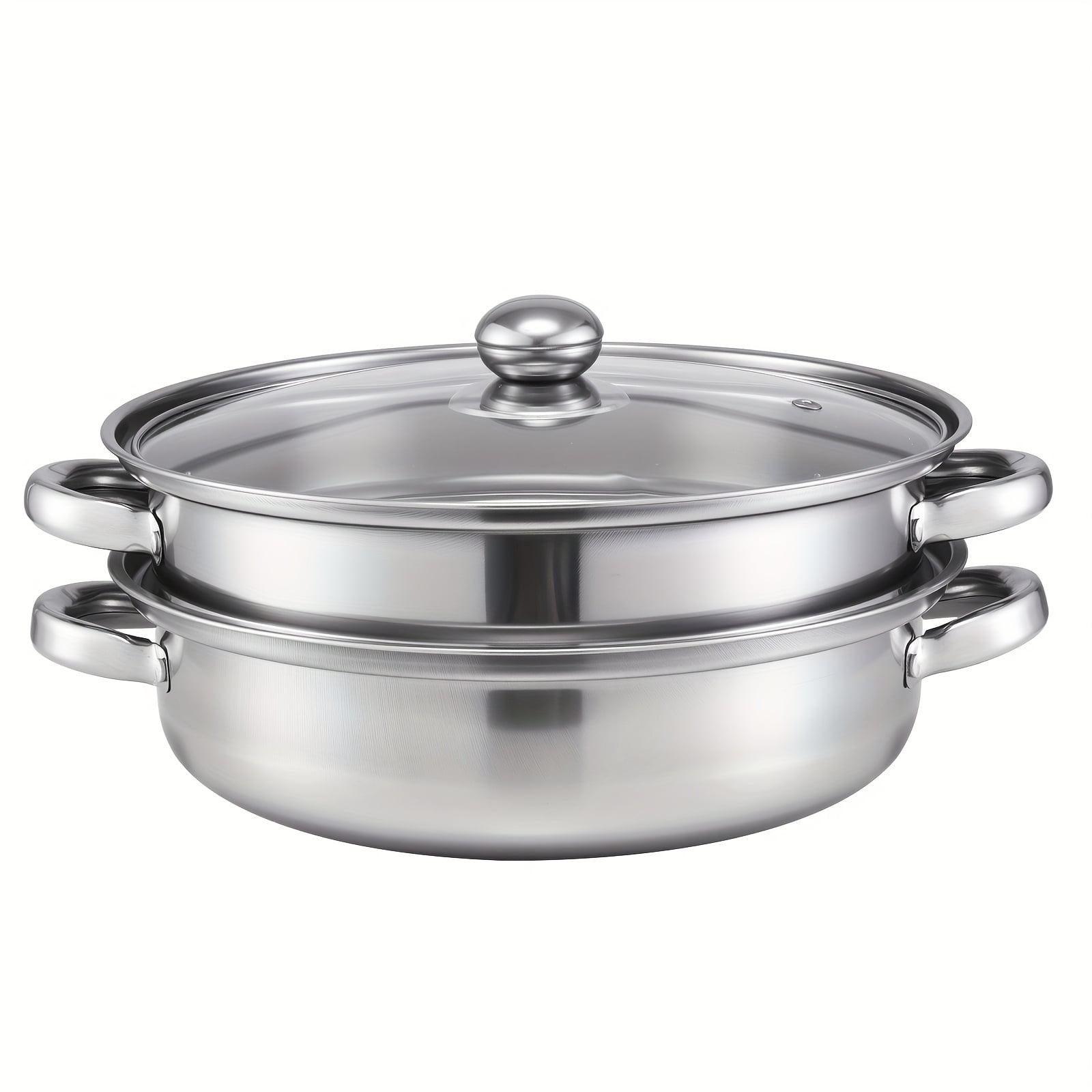 11” Stainless Steel Stock Pot with Steamer – Heavy-Duty 3-Layer Pot ...