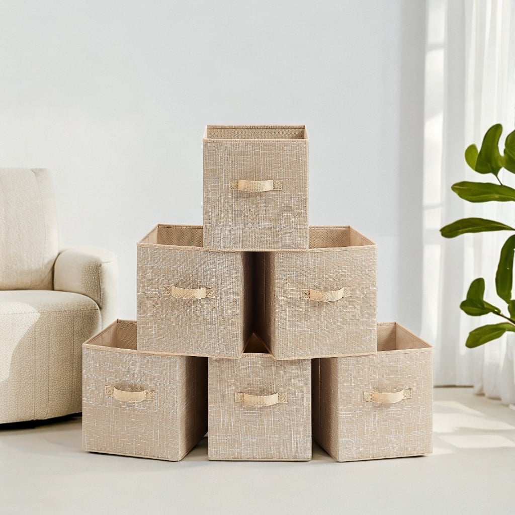 "SONGMICS Sturdy Cloth Boxes Organizer Set, 11"" Foldable Storage Cubes ...