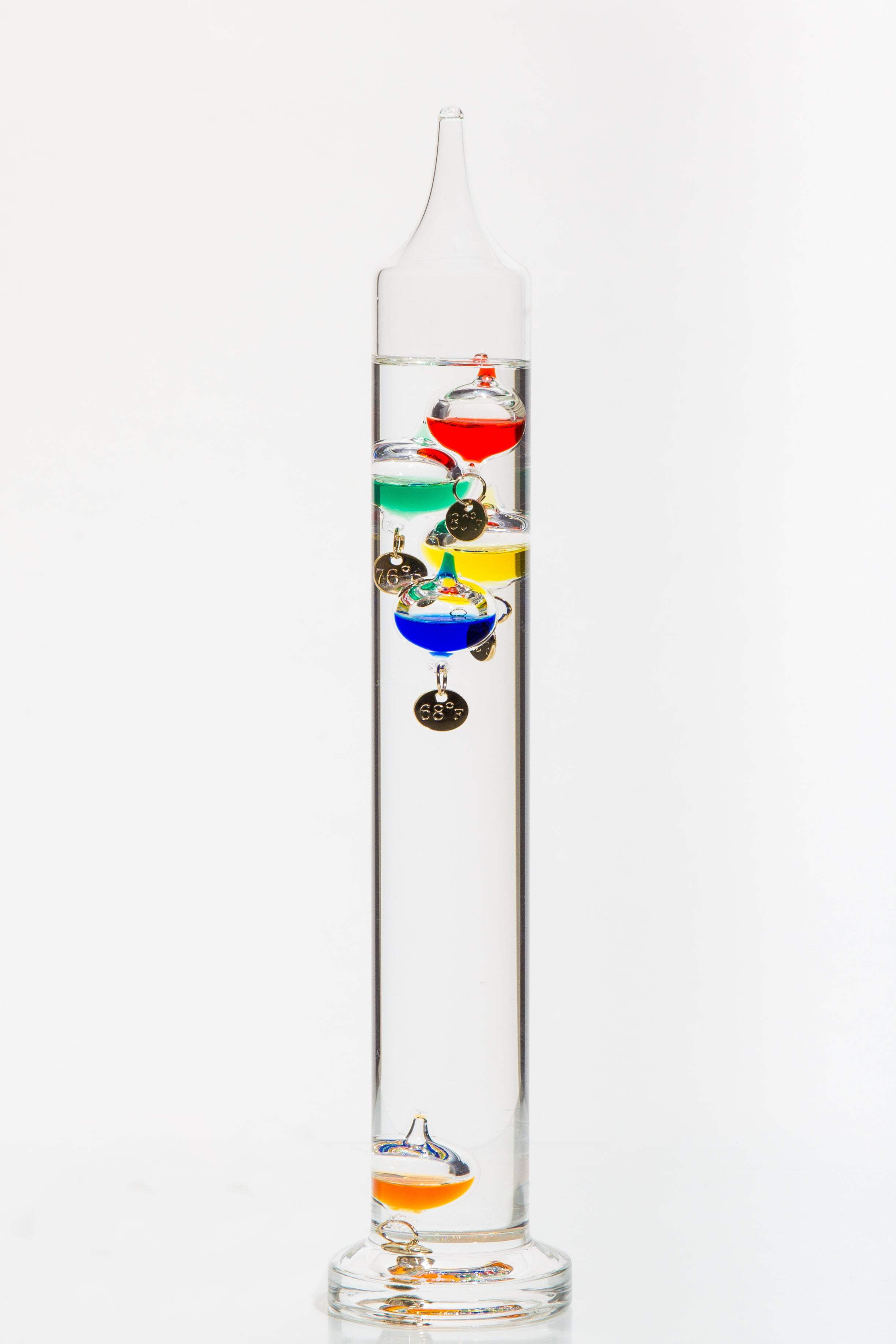Glassic Gifts, Galileo Thermometer, 11" Tall, with Liquid Filled Orbs ...