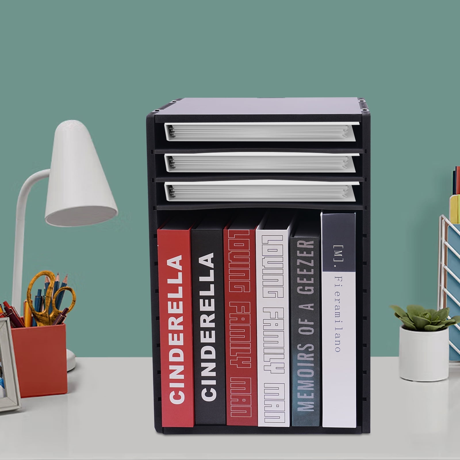 11 Tiers Vertical Desk Paper Organzier, Wood Literature Organizer ...