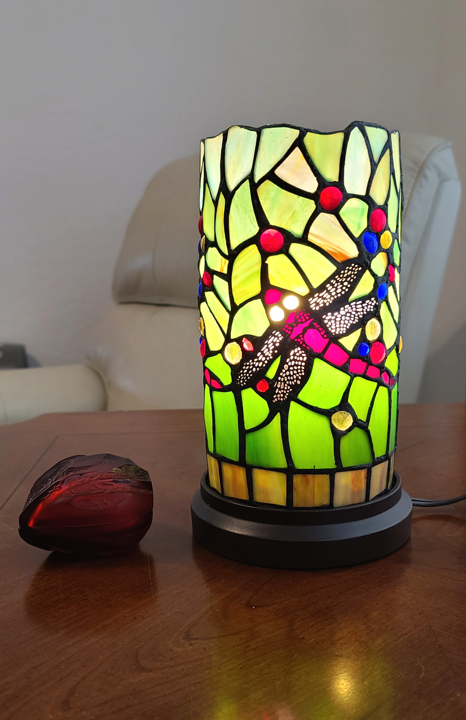 11" Tiffany Style Red Tulips Accent Table Lamp - Walmart.com