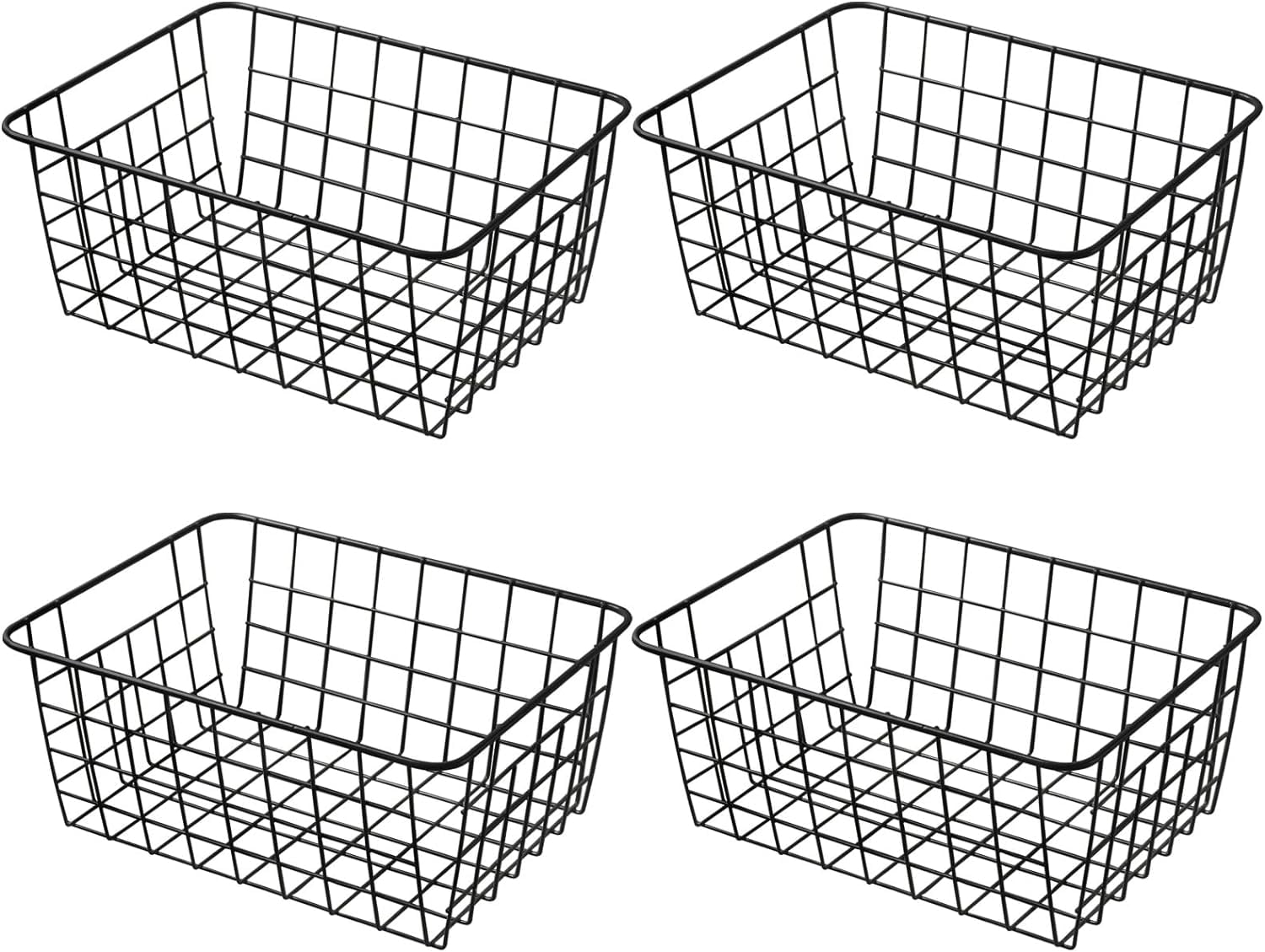 11" Upright Freezer Storage Baskets, Black Wire Storage Bins Small ...