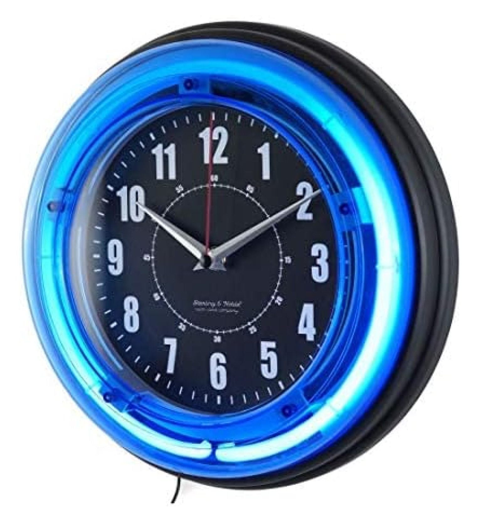 11" Vibrant Blue Neon Analog Wall Clock Home Room Decor - Walmart.com
