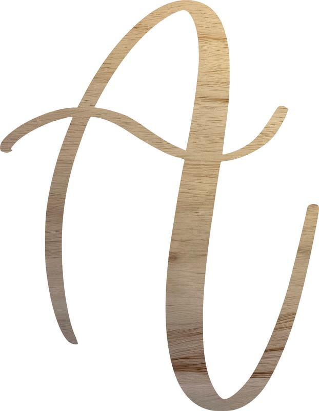 11'' Wooden Letter A, Unfinished 1/4'' Cutout, Script Craft Letters ...