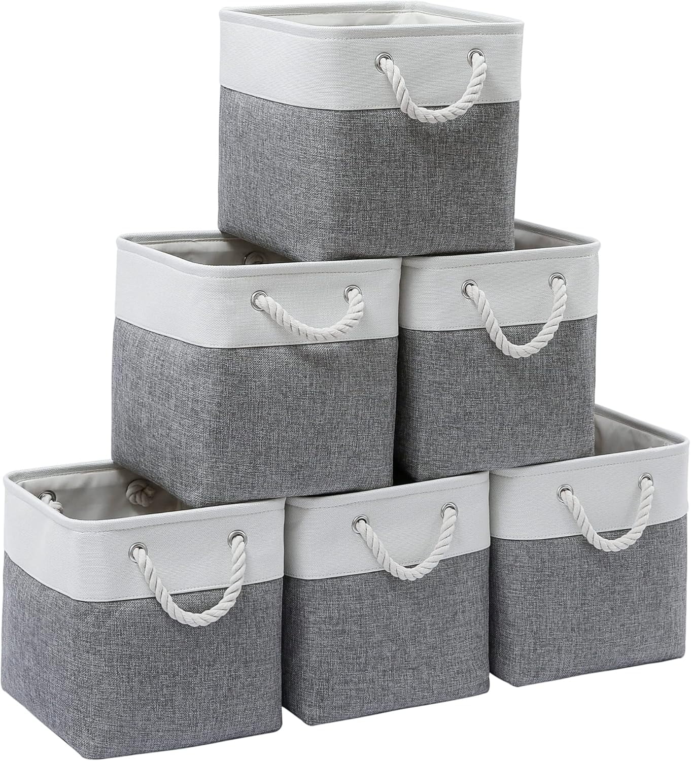 11 x 11 Inch Cube Storage Bins, 6 Pack Large Collapsible Fabric Storage ...