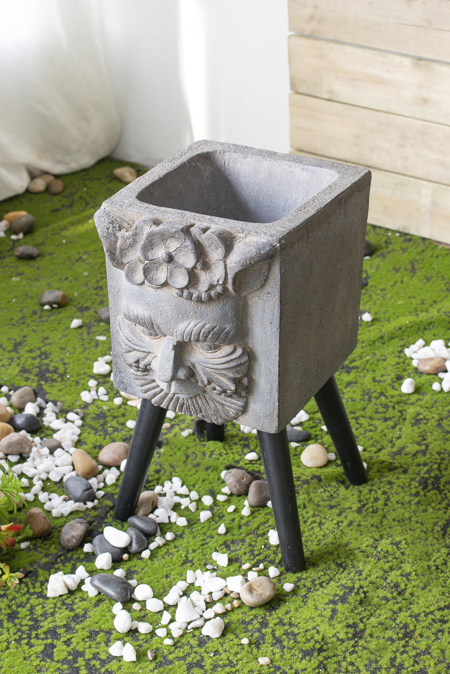 11" X 13" X 22" Greek God Statue Planter with Legs,Gray Magnesium Oxide ...
