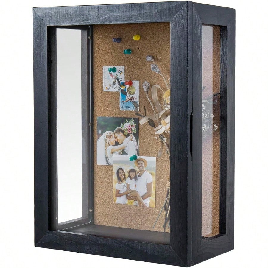 11 X 15 Inch Wall Mounted Solid Wood Deep Shadow Box With Vintage Coal ...