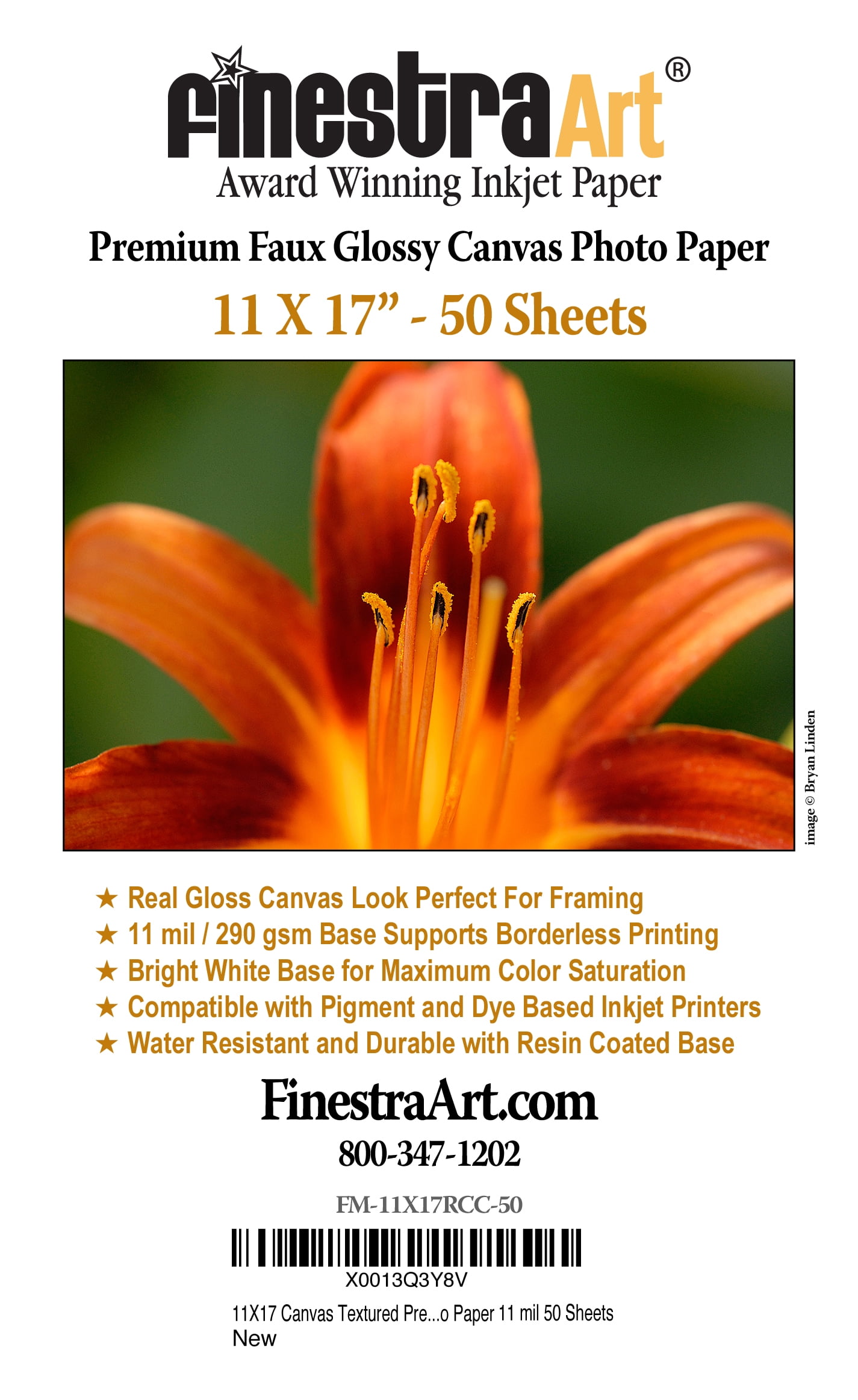 11" X 17" Canvas Textured Premium Inkjet Photo Paper - 50 Sheets ...
