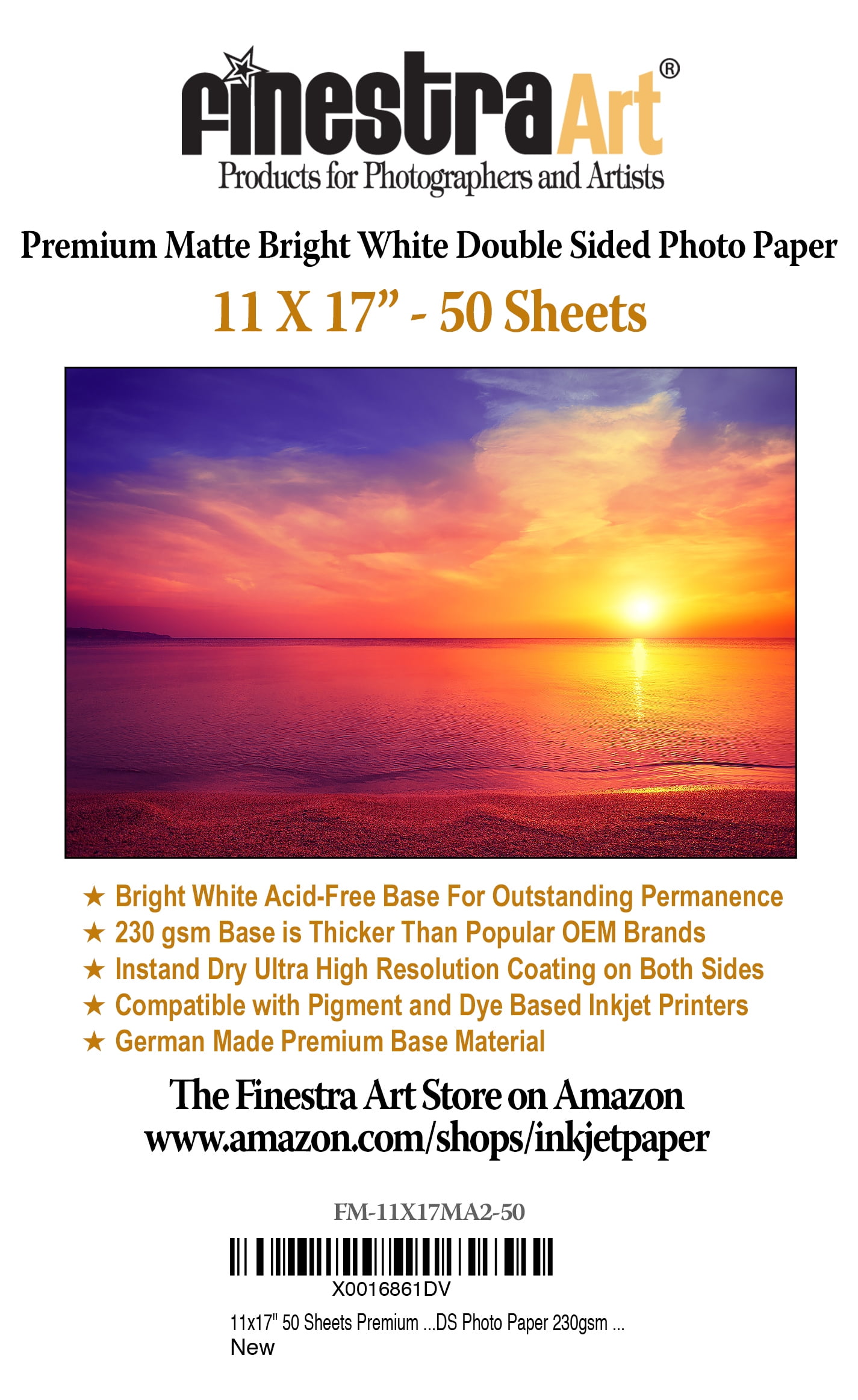 11" X 17" Premium Matte Bright White Inkjet Double Sided Photo Paper ...