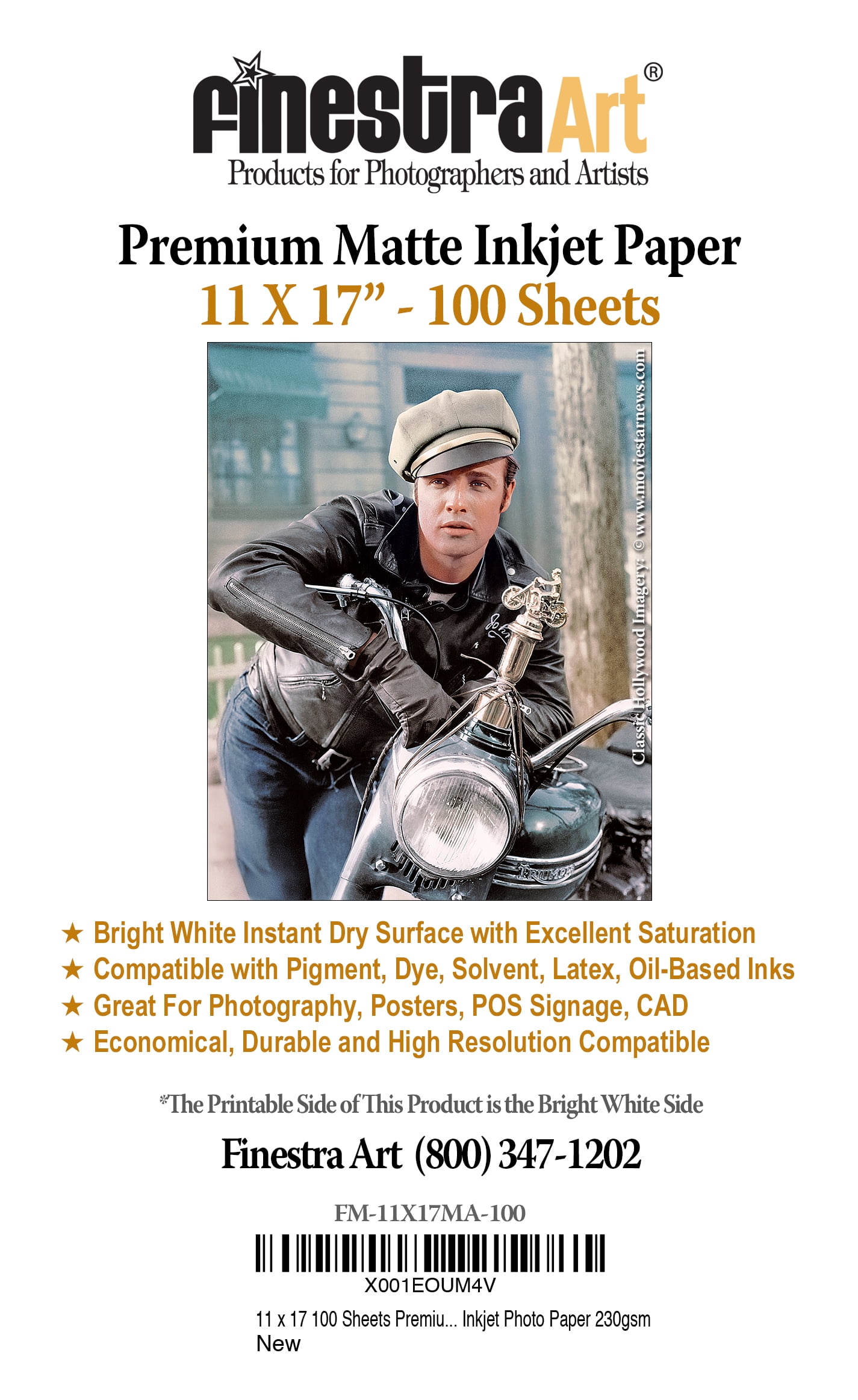 11" X 17" Premium Matte Bright White Inkjet Photo Paper - 100 Sheets ...