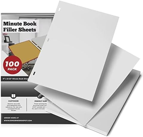 11 X 8.5 Inch Letter Size Minute Book Paper, 3 Hole Punched White Loose ...