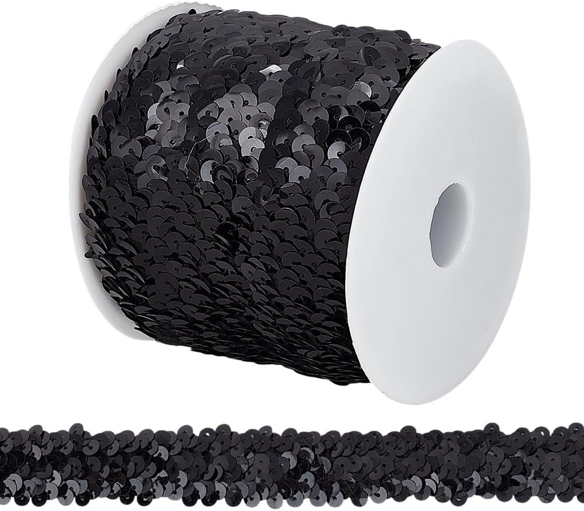 11-Yard Elastic Sequin Trim Metallic Black Stretch Sequin Trim 3-Row ...