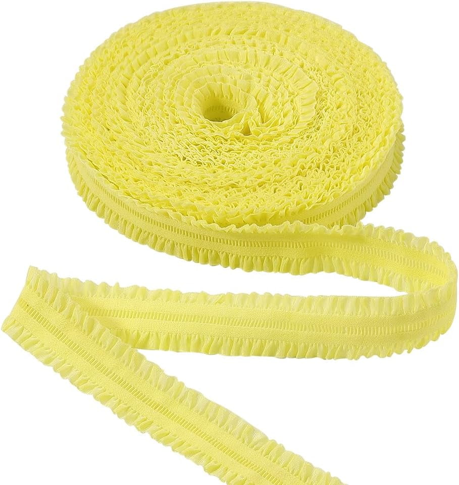 11 Yards 0.87" Double Ruffle Stretch Ribbon Pleated Lace Trim Gathered ...