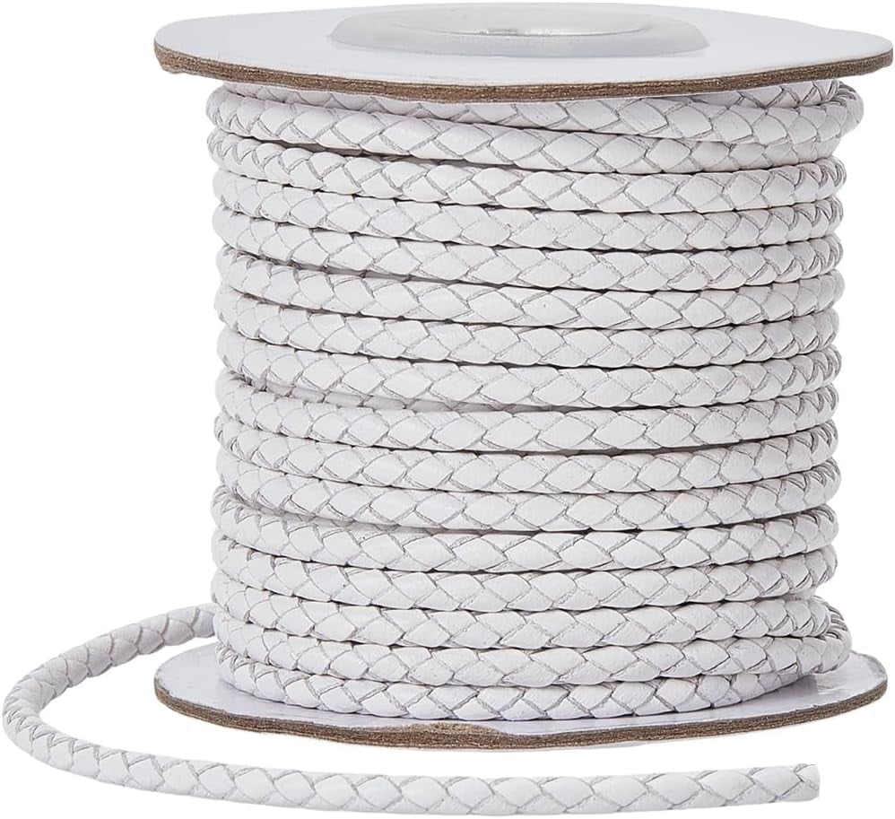 11 Yards/ 10m 3mm Round Cord Cowhide Rope White Genuine Leather Strap ...