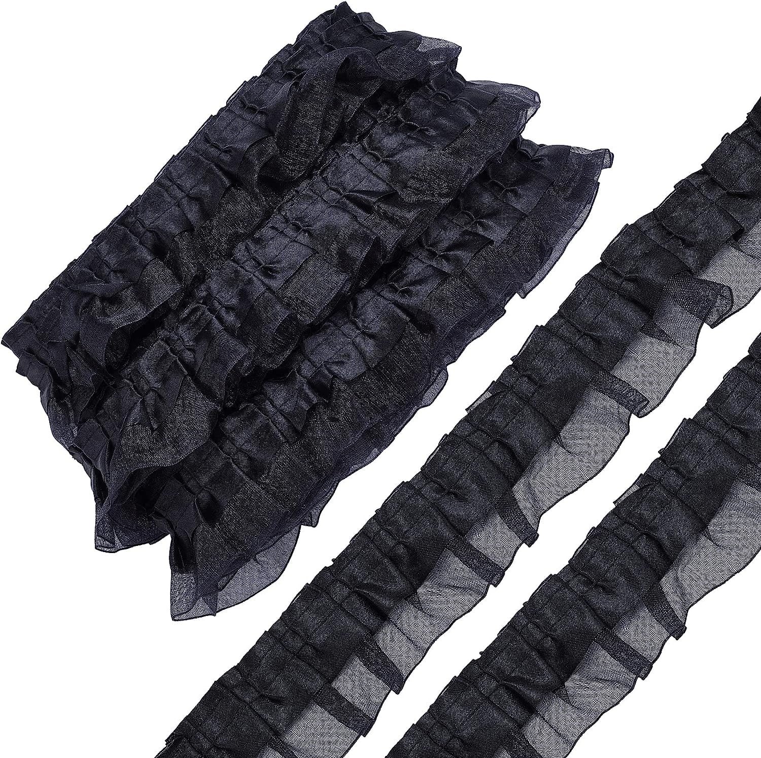 11 Yards 2-Layer Satin Organza Lace Ribbon Pleated Lace Edge Trim 1-5/8 ...