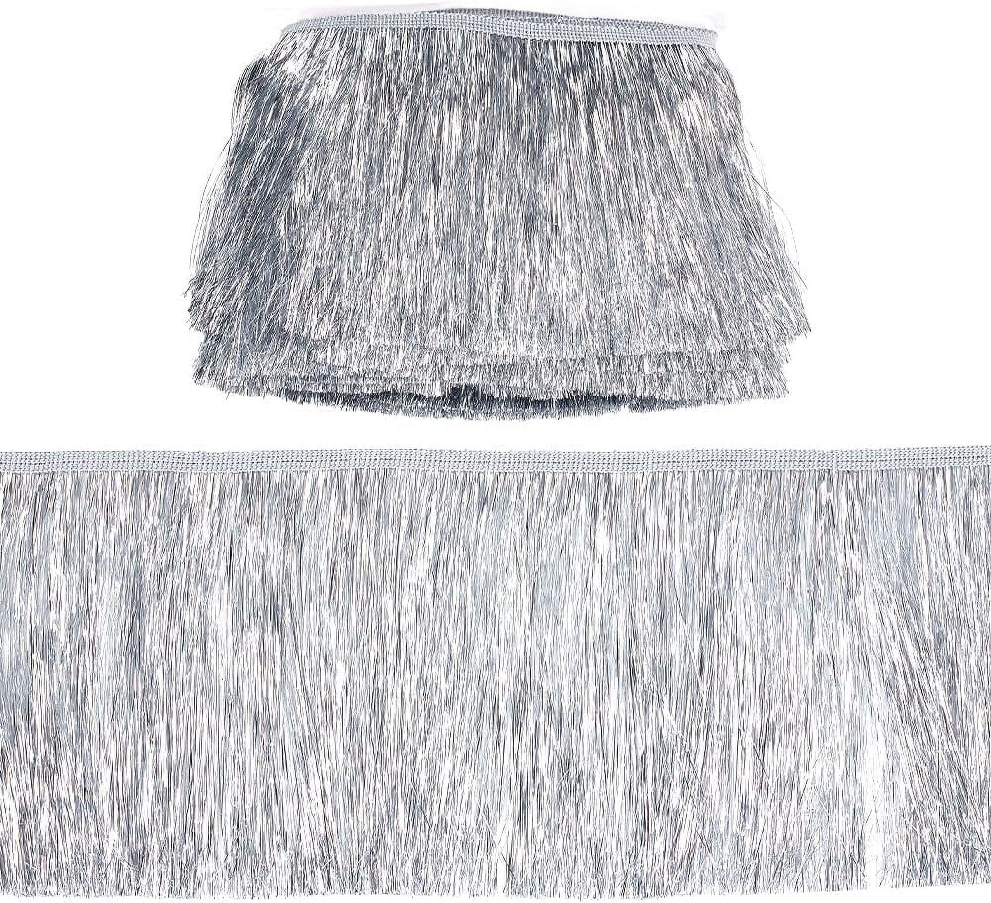 11 Yards×6 Inch Wide Tinsel Fringe Trim Metallic Fringe Trim Gainsboro ...
