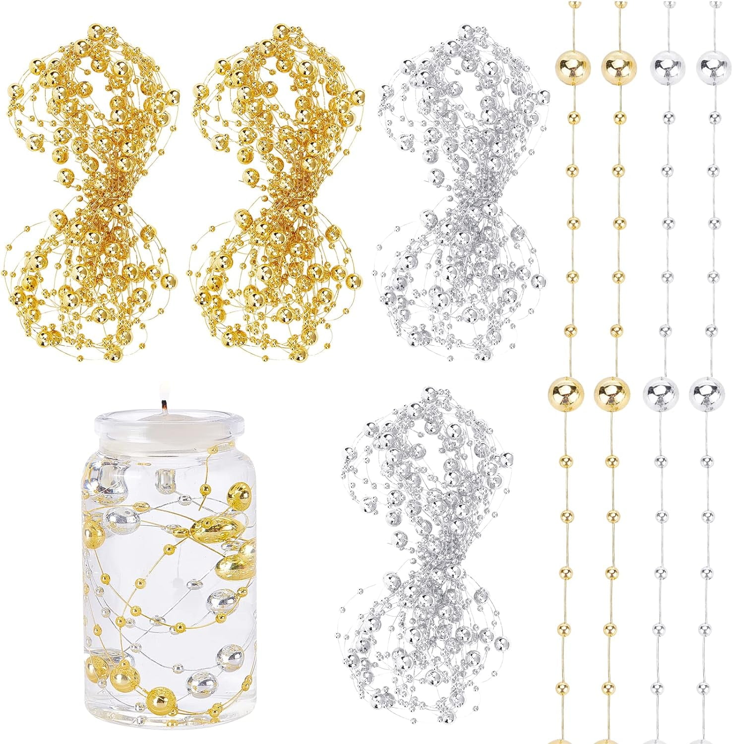 11 Yards Artificial Pearls Strings Beads for DIY Floating Candles Float ...