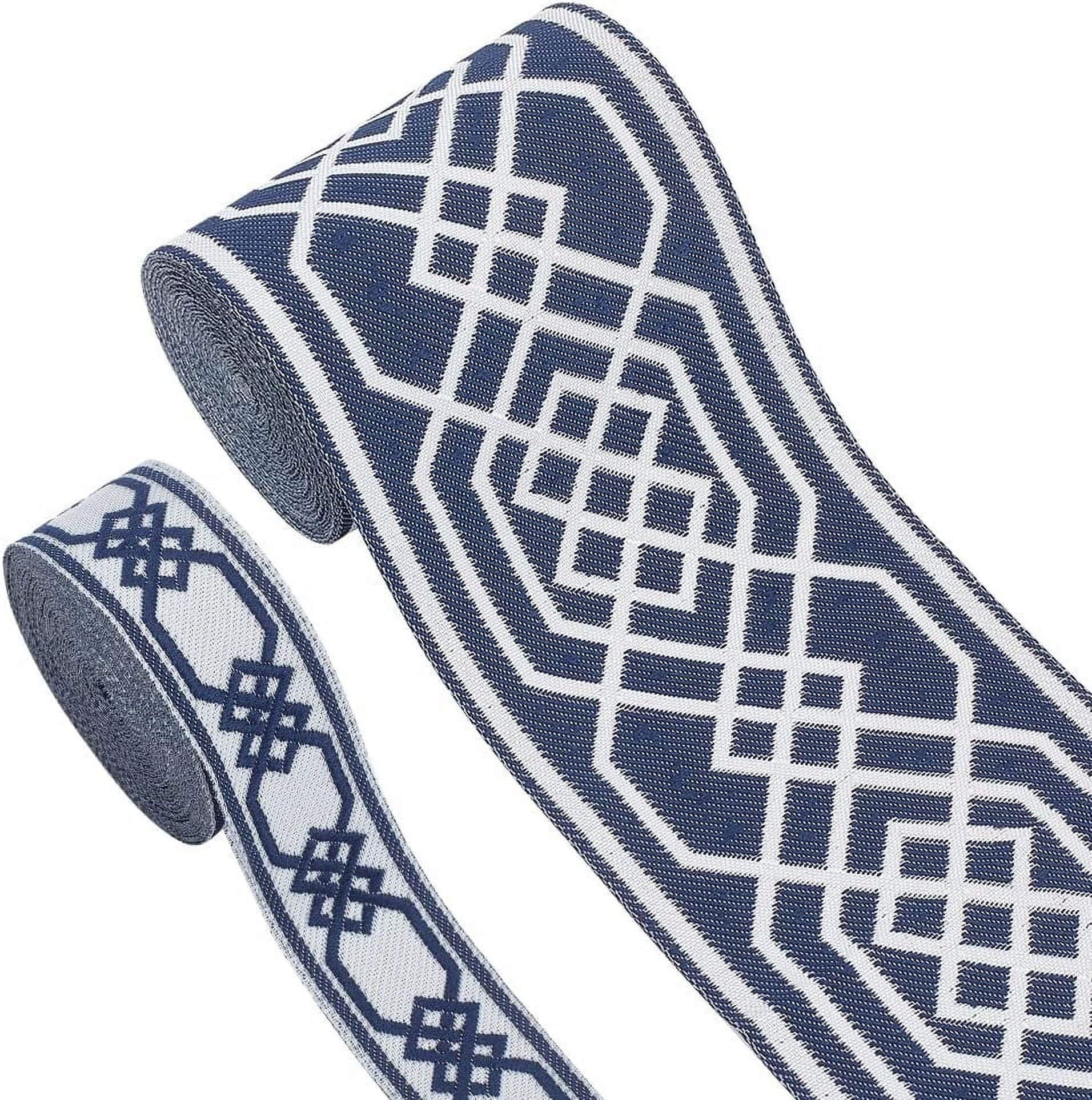 11 Yards Blue Jacquard Ribbon 28.5mm/85mm Wide Classical Rhombus ...