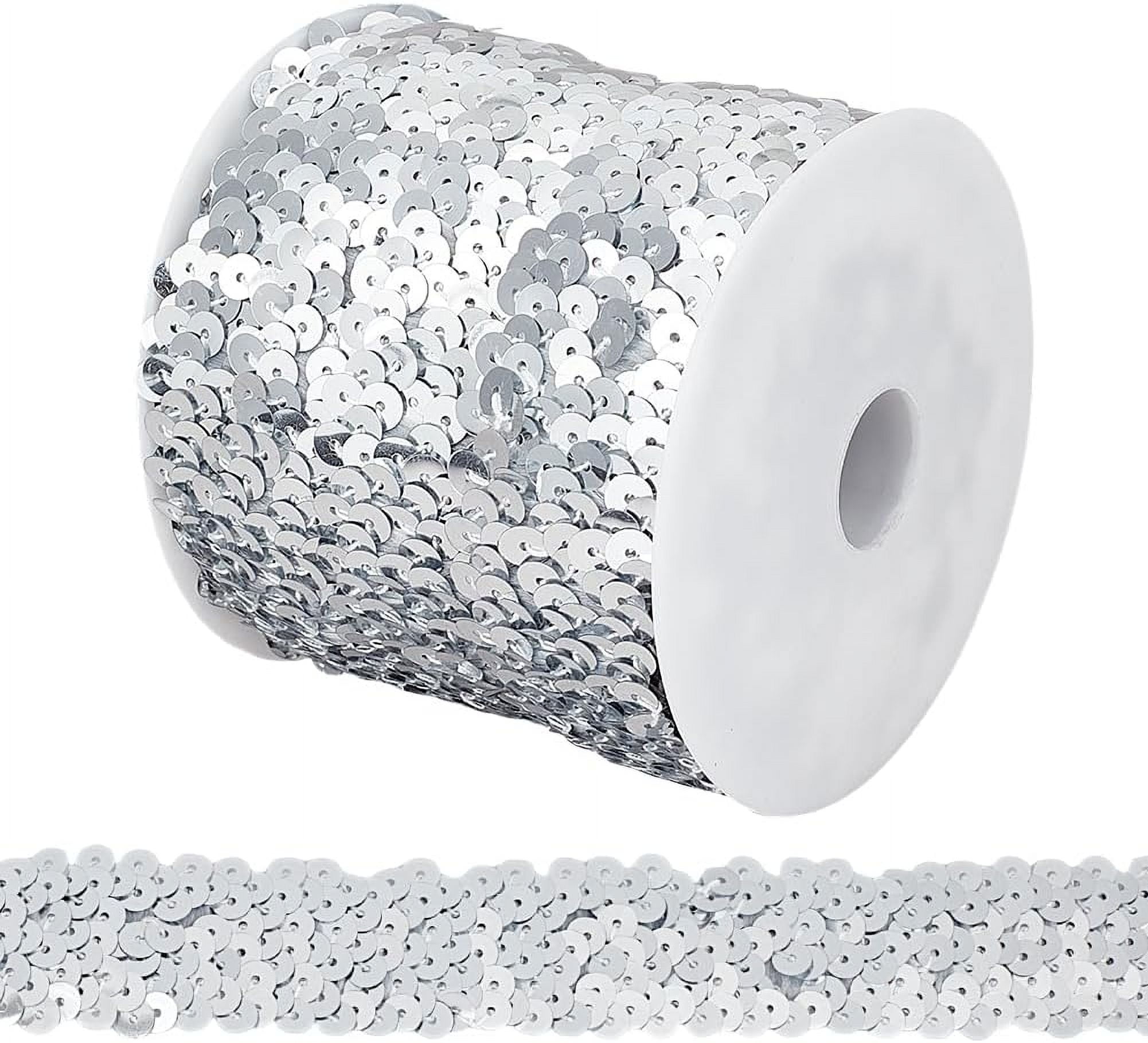 11 Yards Elastic Sequin Trim 1 Inch Metallic Silver Stretch Sequin ...