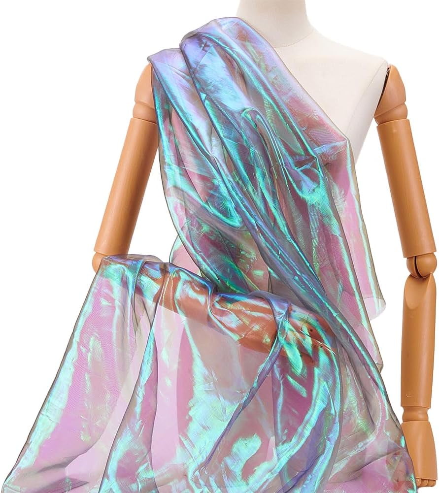 11 Yards Organza Fabric Iridescent Fabric Sheer Organza Cloth Magic ...