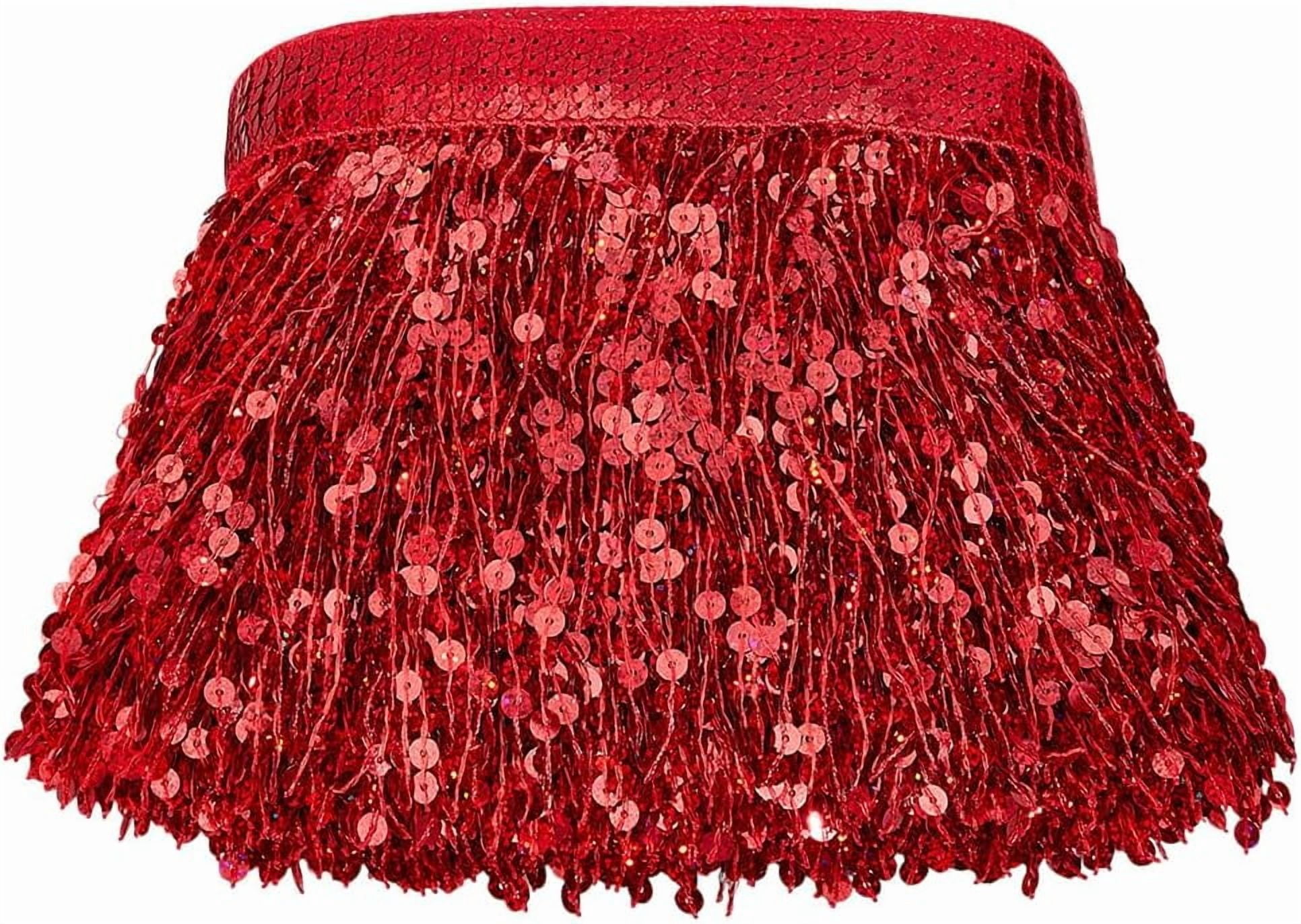 11 Yards Red Sequins Fringe Trim 6.69 Inch Sparkling Fringe Tassel ...