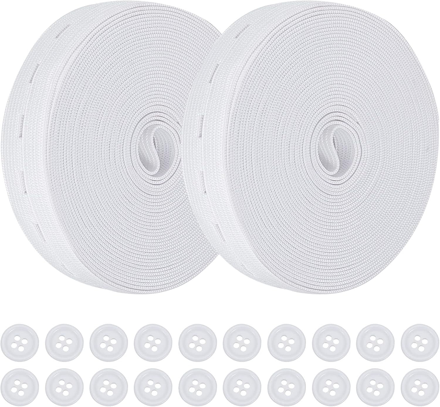11 Yards White Elastic Bands Spool with Buttonholes Stretch High ...