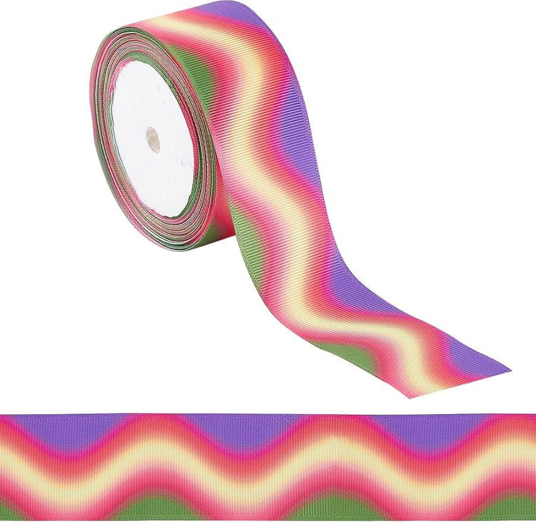11 Yards x 1.5 inch Wide Rainbow Polyester Grosgrain Jacquard Ribbon ...