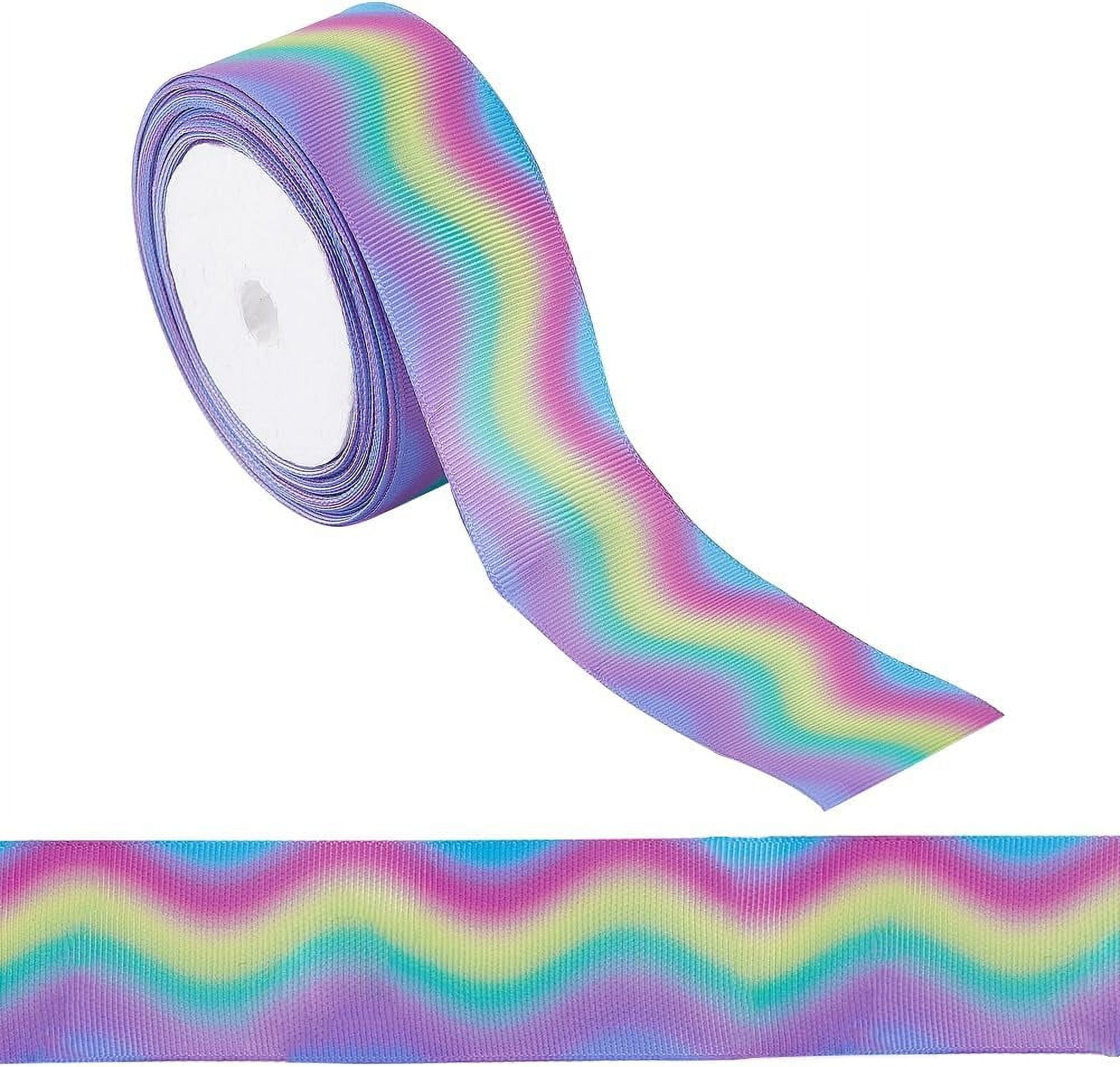 11 Yards x 1.5 inch Wide Rainbow Polyester Grosgrain Jacquard Ribbon ...