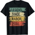 11 Year Old Gifts Legend Since March 2015 11th Birthday T-Shirt Vintage ...