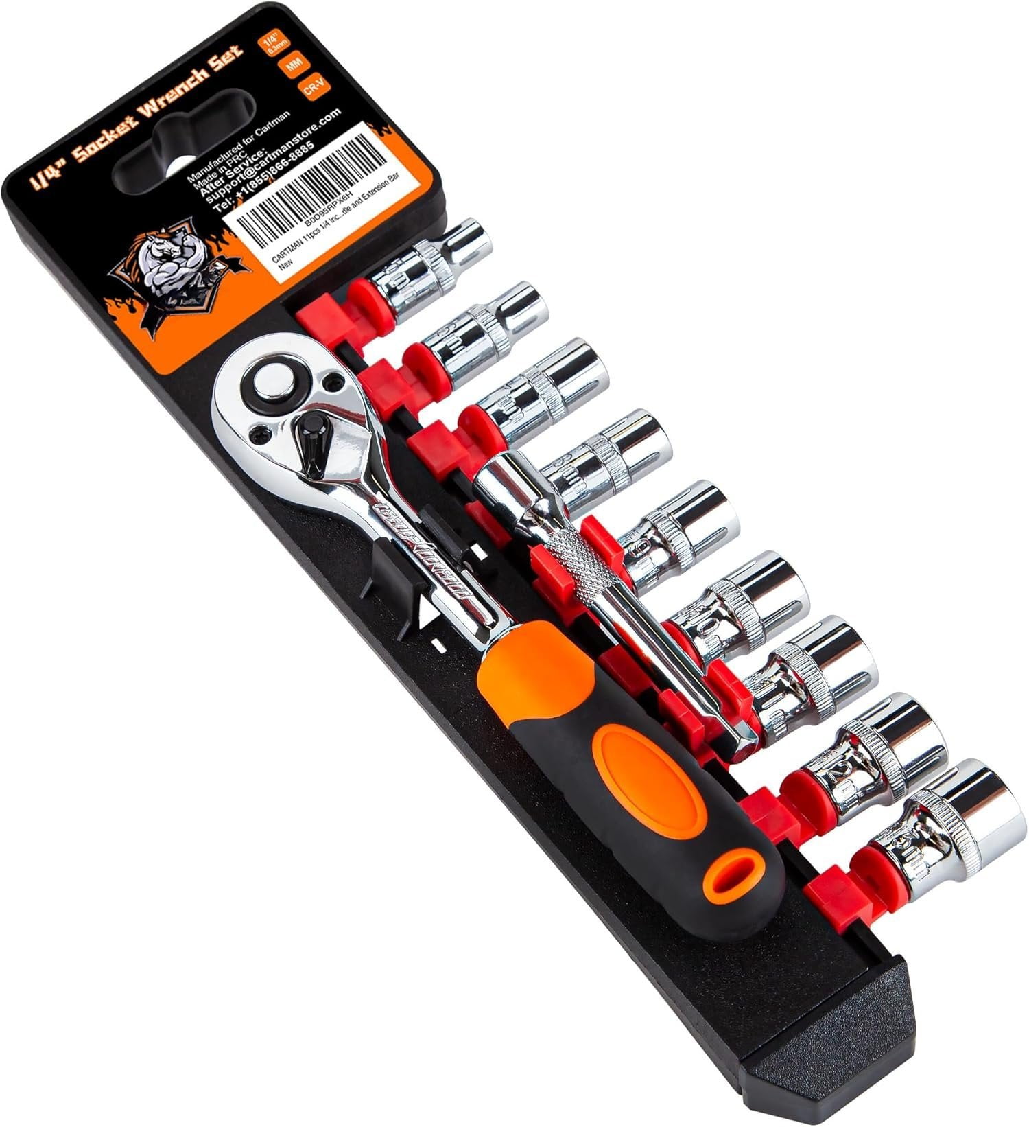 11 count 1/4 Inch Ratchet Socket Wrench Tool Set with 9 Drive Sockets 5 ...