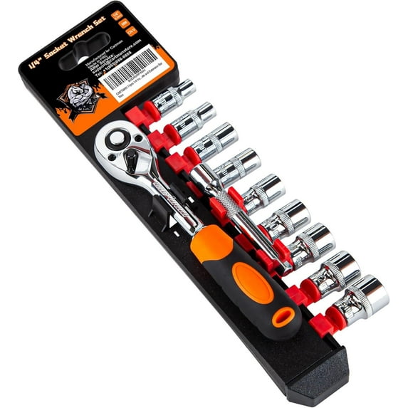 11 count 1/4 Inch Ratchet Socket Wrench Tool Set with 9 Drive Sockets 5 ...
